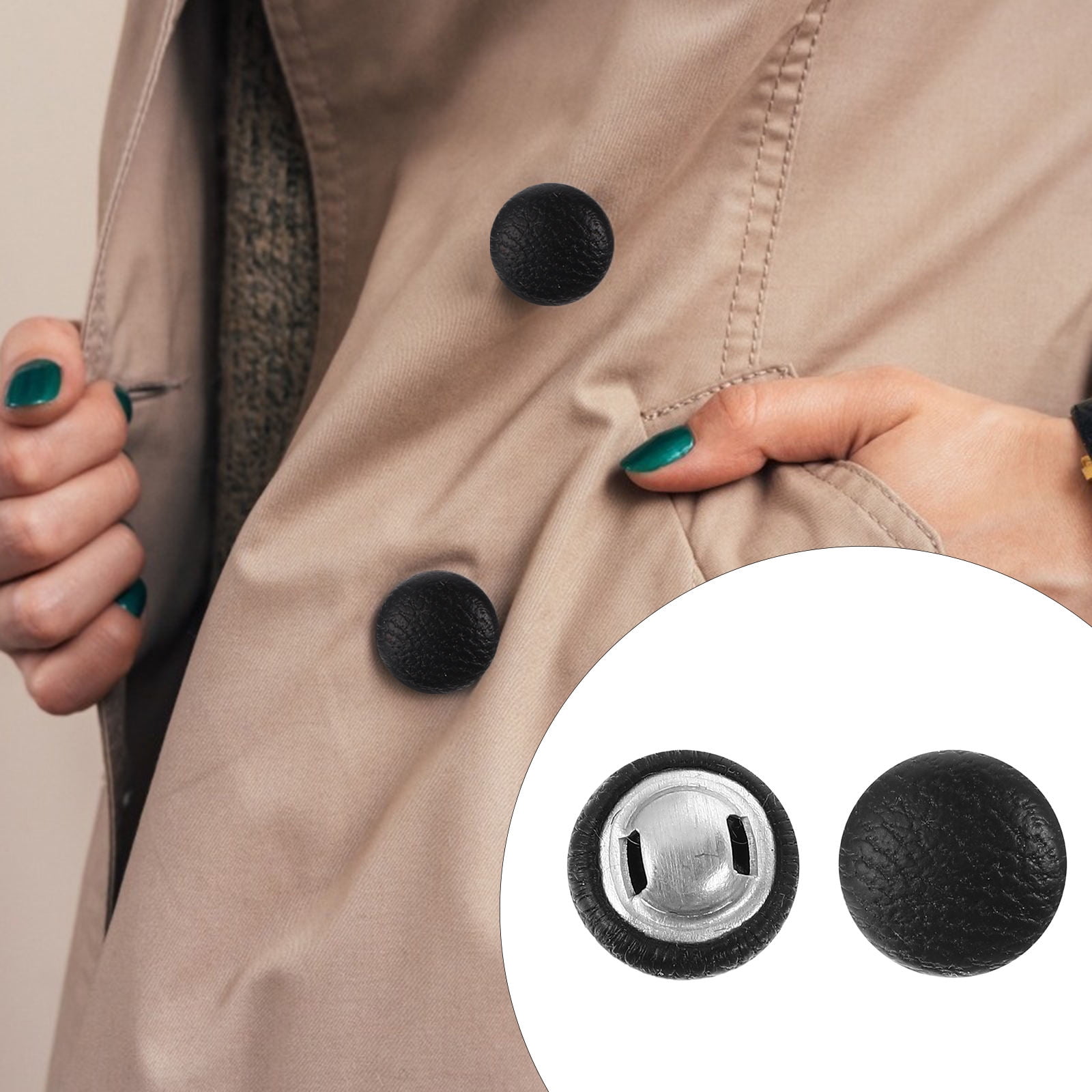 GAXIRE 100Pcs Simple Design Fasteners for Sewing Round Button Black ...