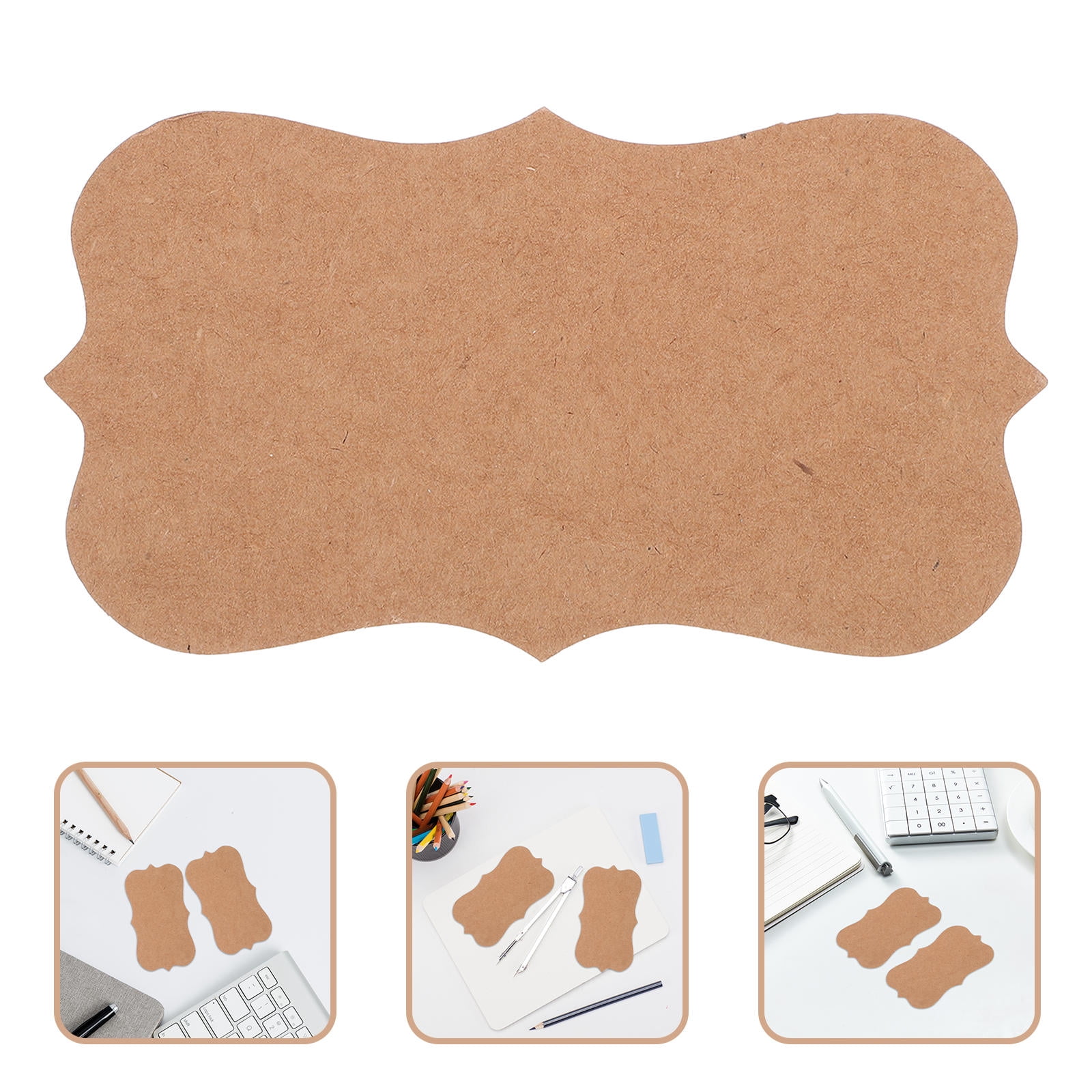 GAXIRE 100pcs Small Note Card Kraft Paper Light Yellow Rounded Corners ...