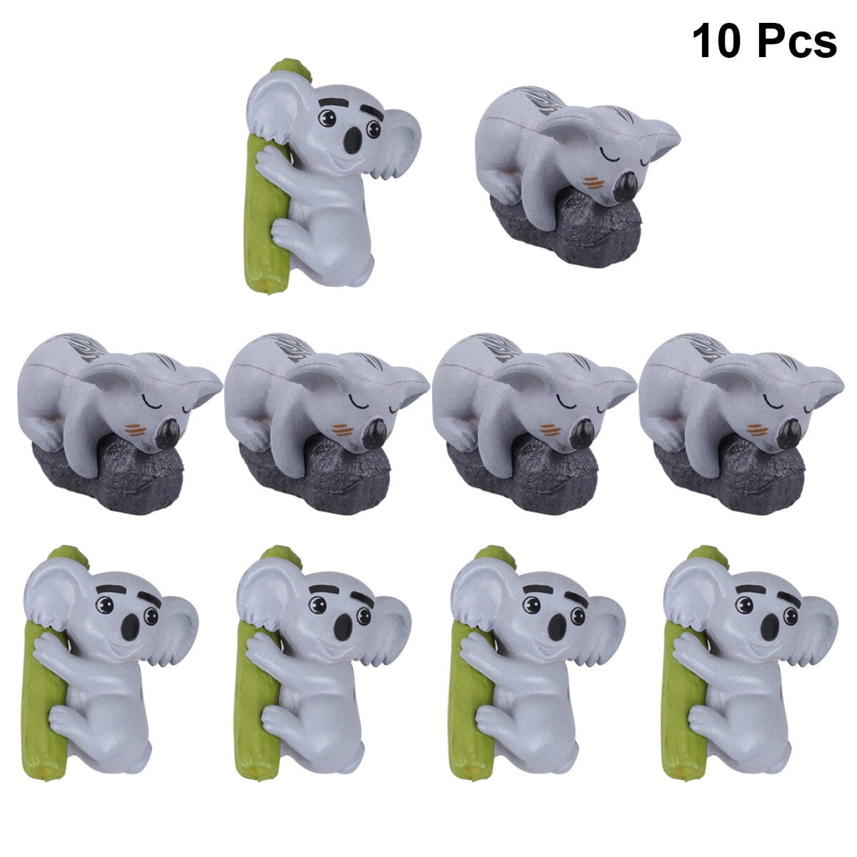 GAXIRE 10Pcs Miniature Coala Adornments Grey PVC Cartoon Shape for Home ...