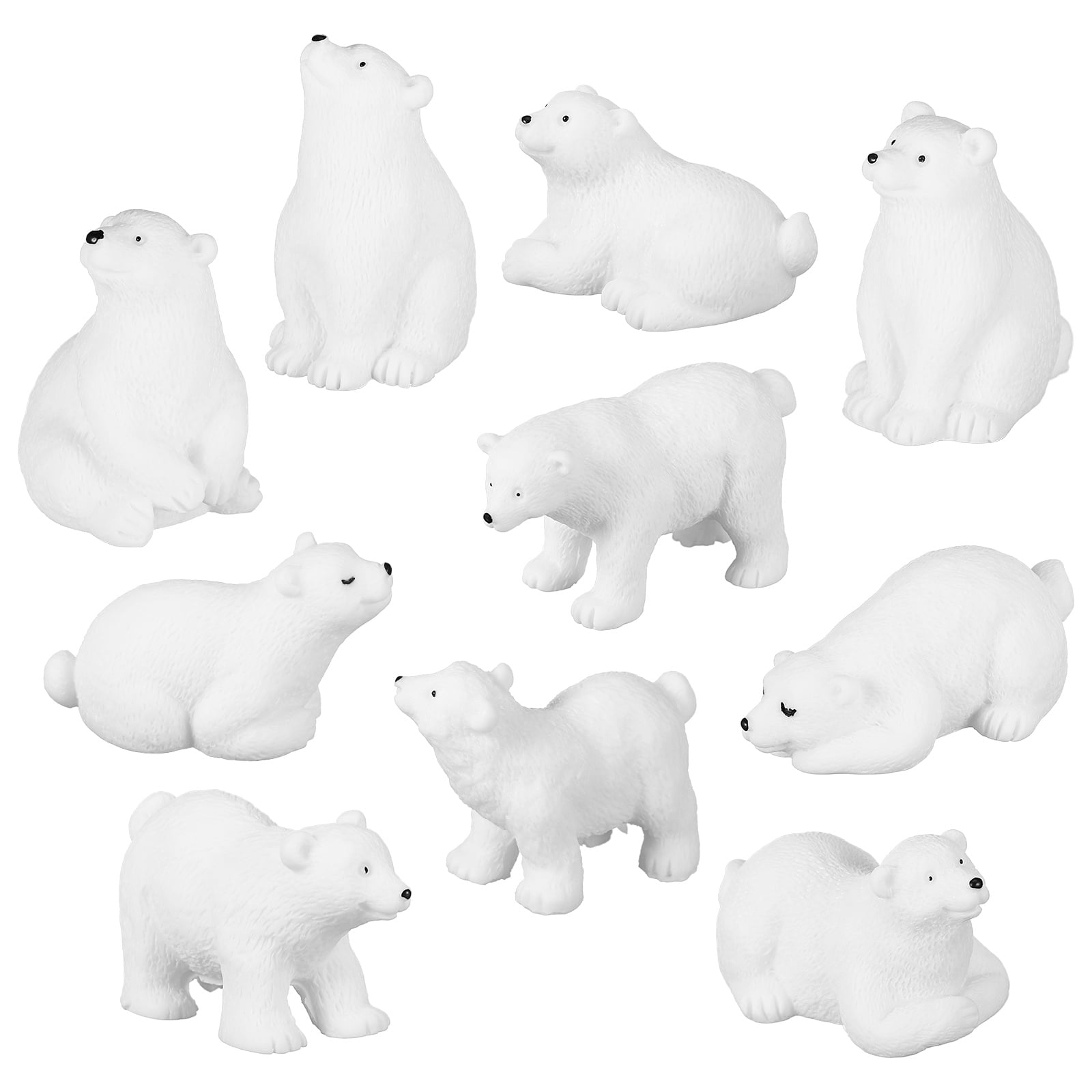 GAXIRE 10Pcs Polar Bear Figurine Small Bear Models Realistic Animal ...