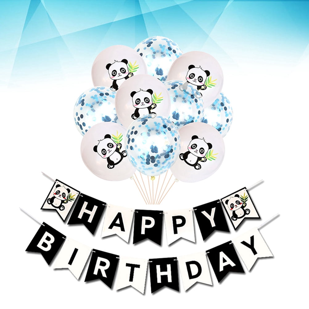 GAXIRE 11Pcs Themed Birthday Balloons Panda Decoration Set Blue Latex ...