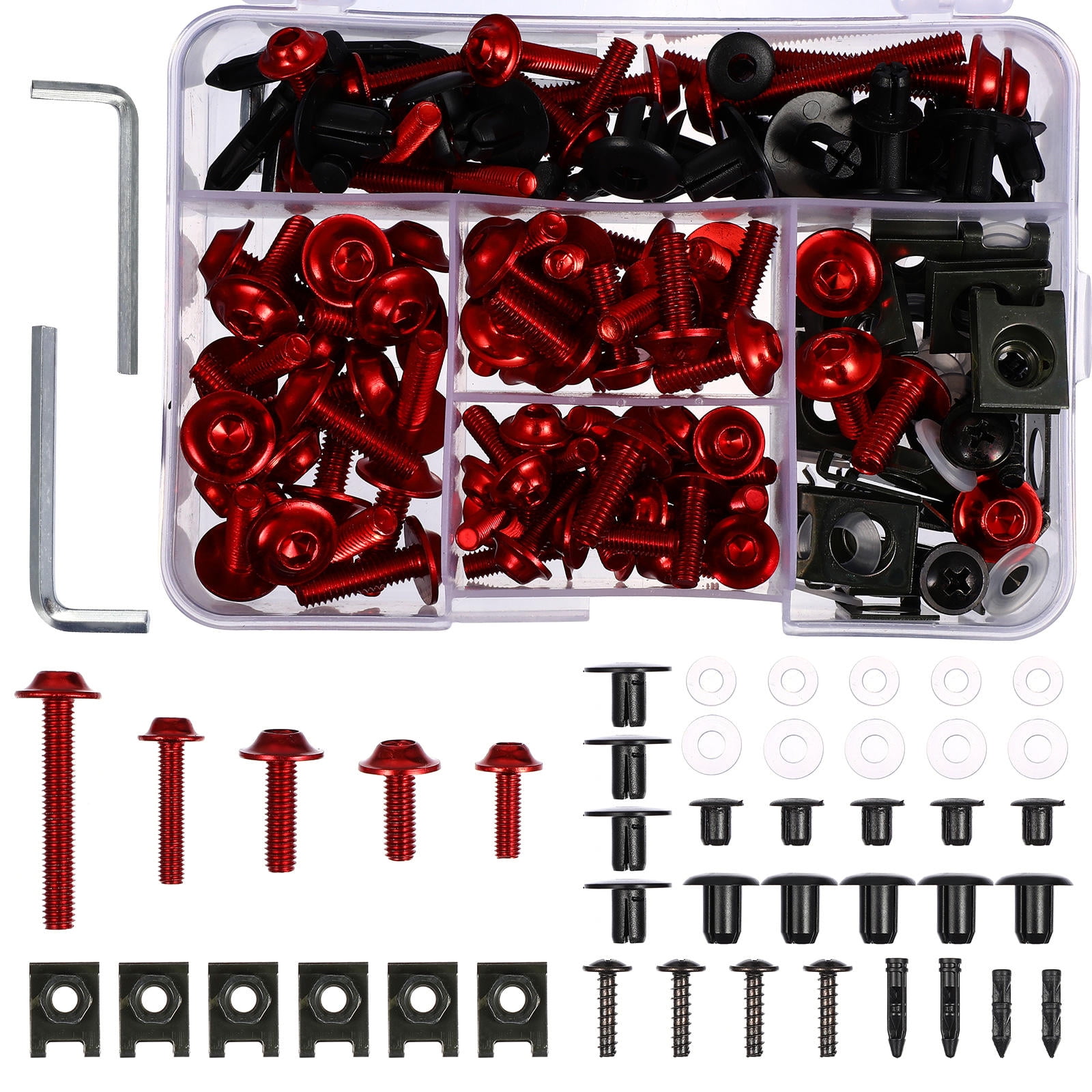 GAXIRE 149Pcs Red Motorcycle Windshield Screws for Bolt and Nut ...