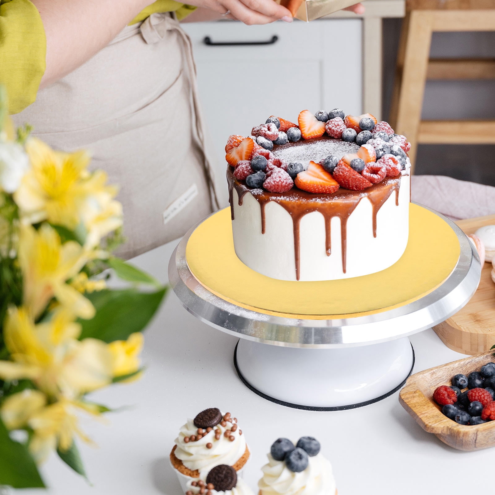 GAXIRE Round Cake Board Corrugated Paper Dessert Transport Bakers ...