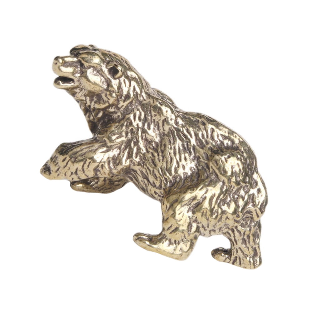 GAXIRE 1Pack Brass Bear Statue Golden Polar Bear Figure Decorative ...
