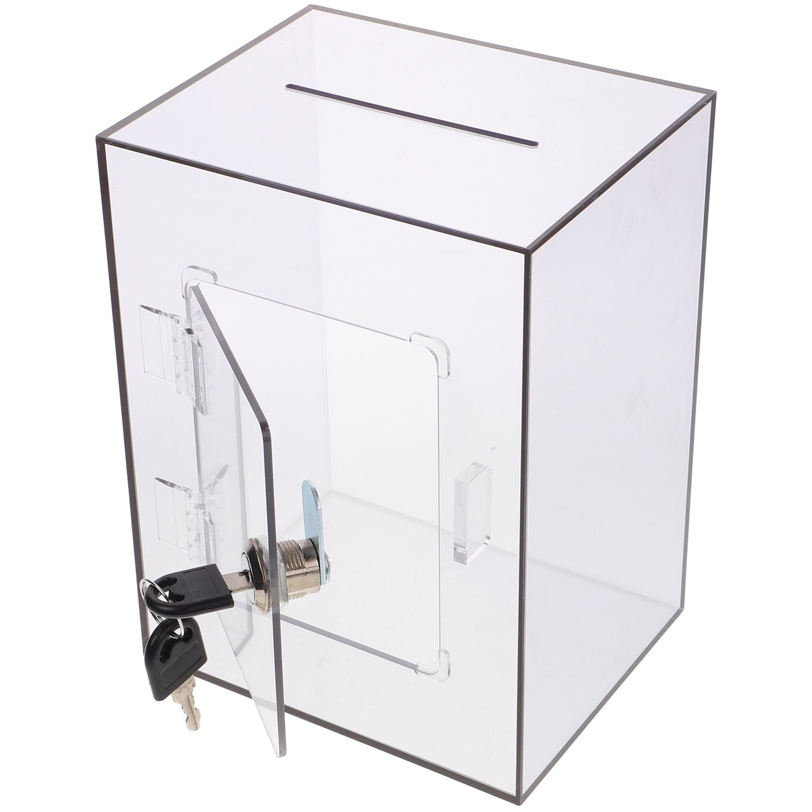 GAXIRE 1Pack Brown Acrylic Donation Box for Fundraising with Lock in ...