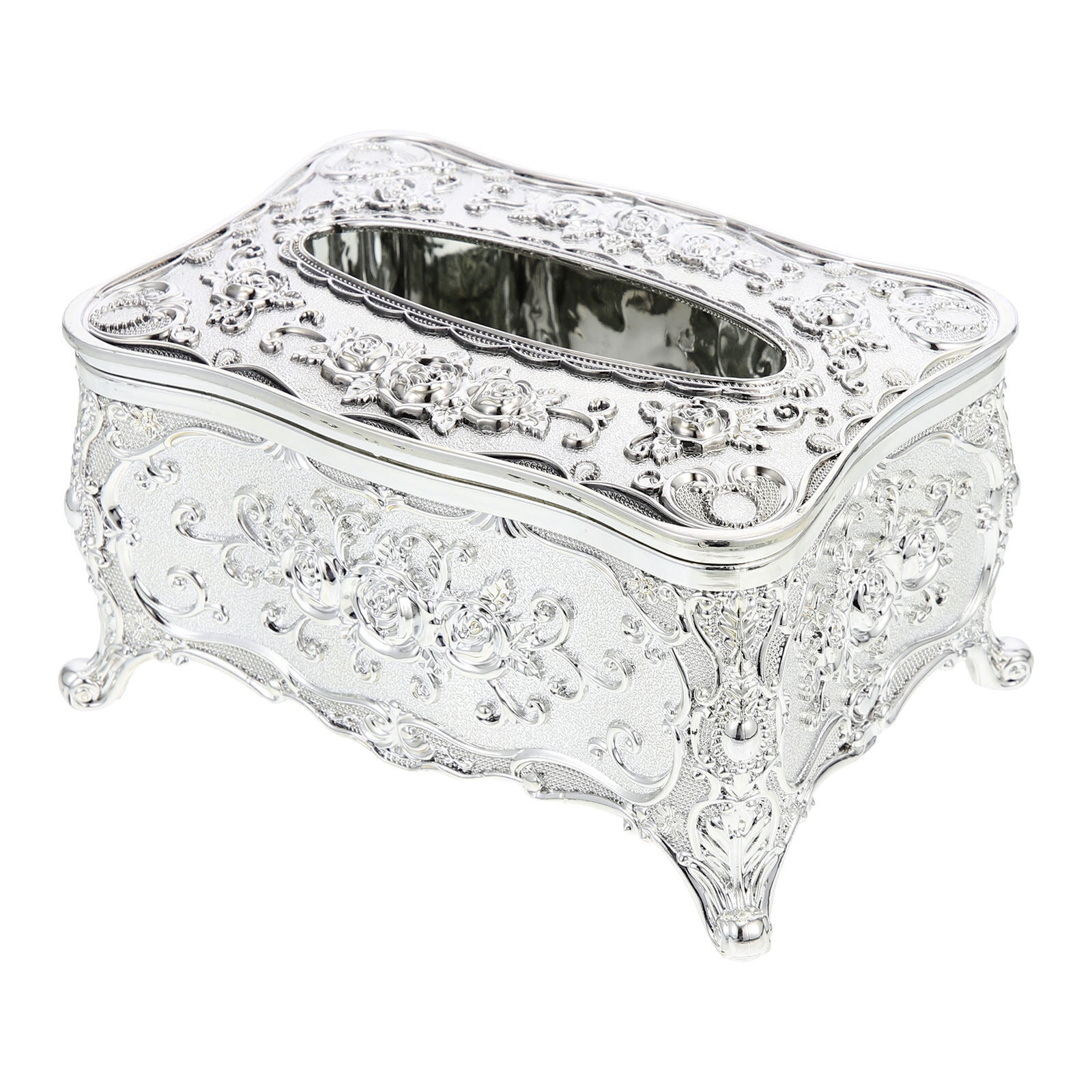 GAXIRE 1Pack Decorative Tissue Dispenser Silver Acrylic Gold Plating ...