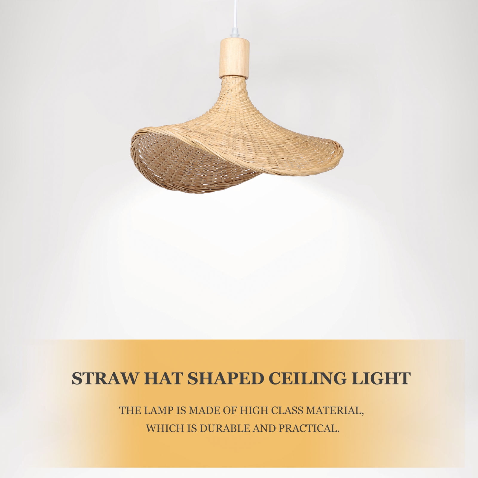 GAXIRE 1Pc Durable Bamboo Craft Indoor Ceiling Lamp with Straw Hat ...