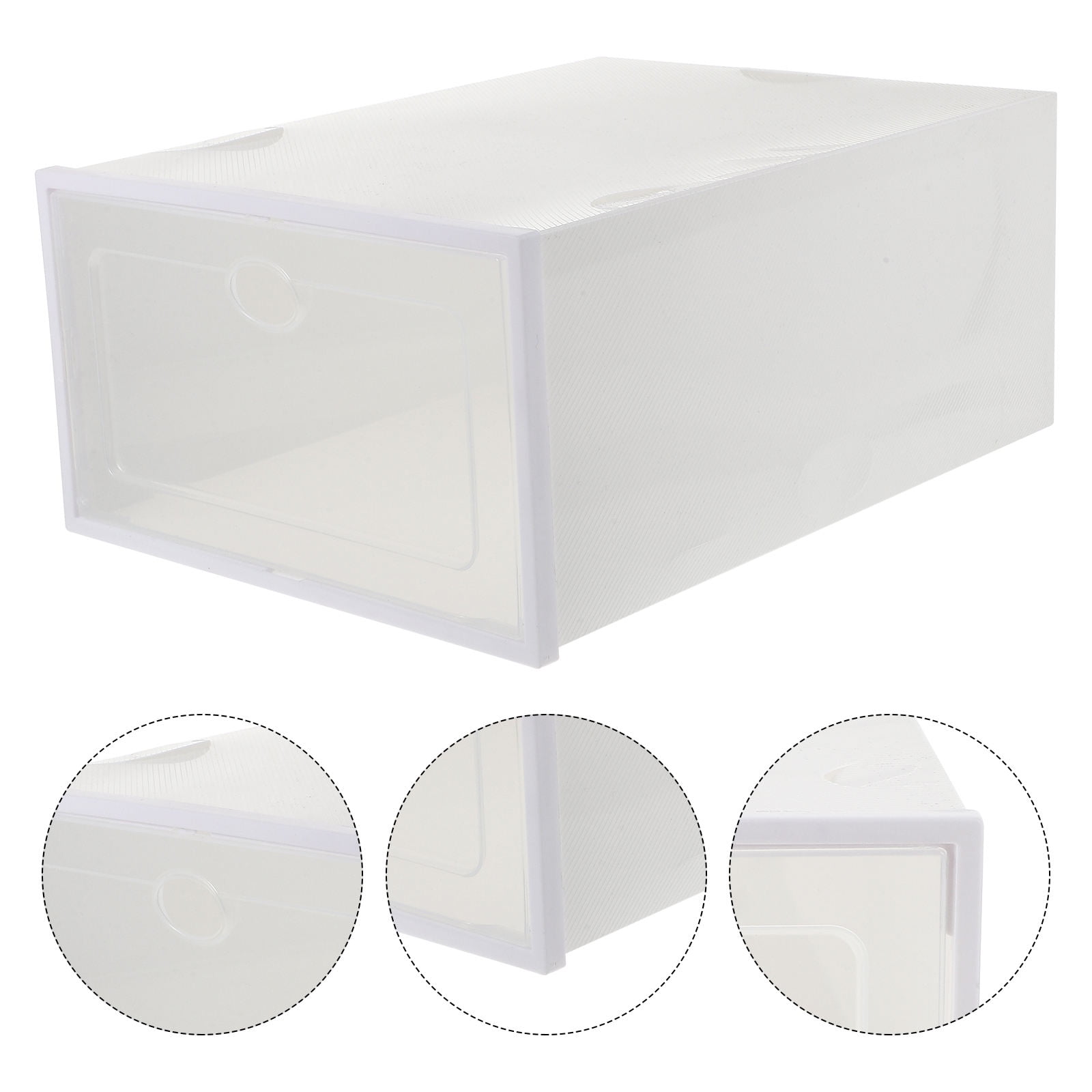 GAXIRE 1Pc Transparent Beige Shoe Container Plastic Storage Box Drawer ...