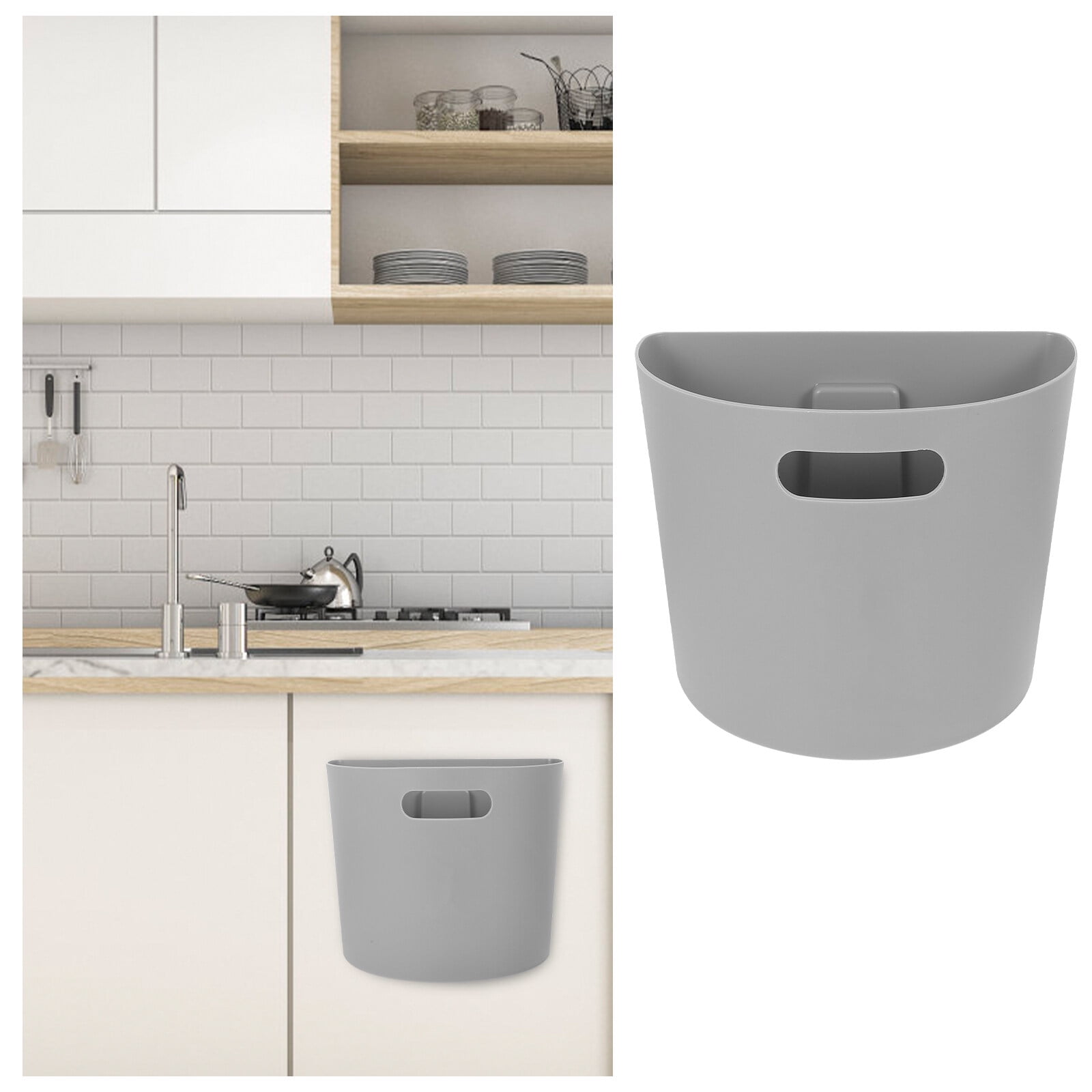GAXIRE Wall Mounted Rubbish Bin Grey, Thickened Material, Space-Saving ...