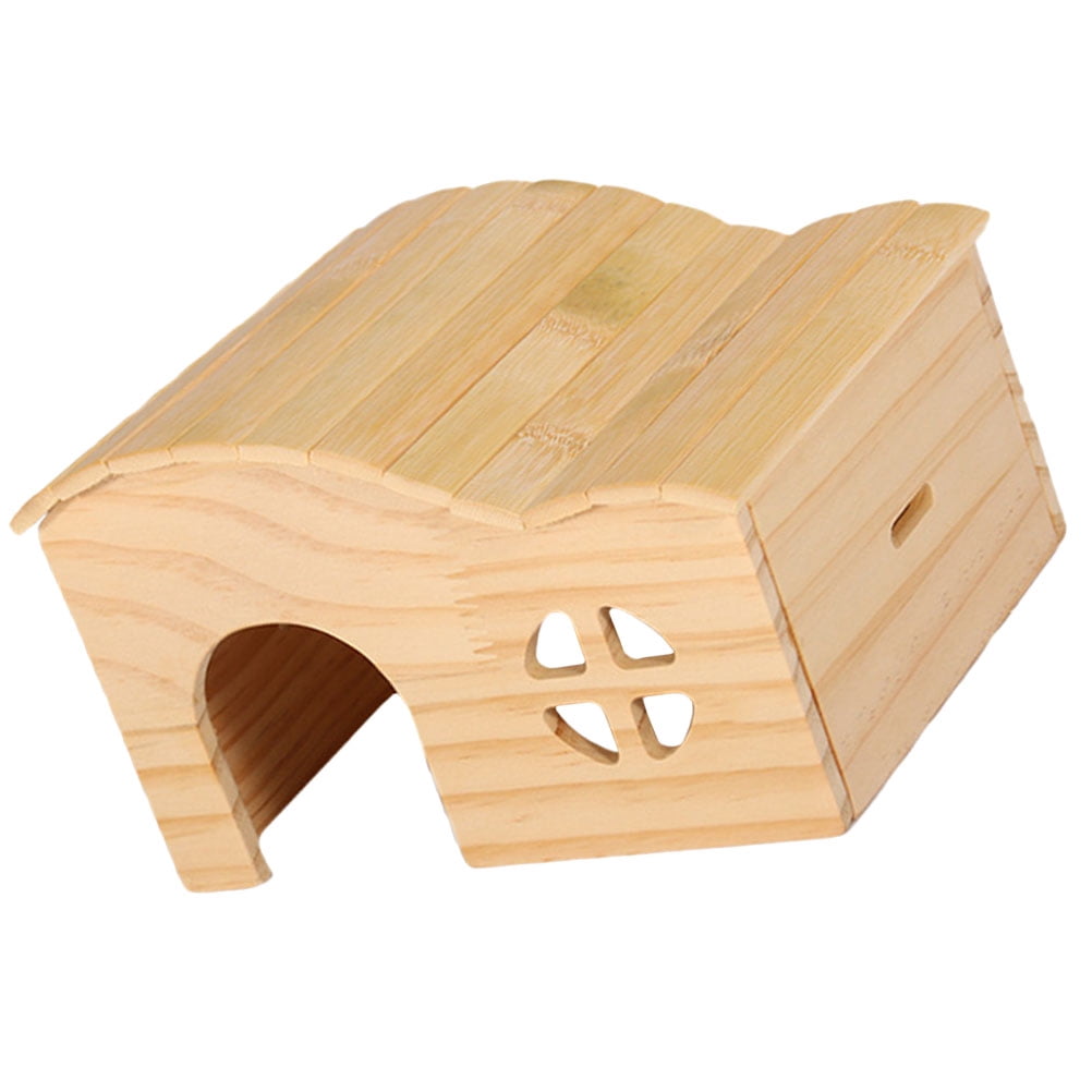 GAXIRE 1Pcs Hamster Hide House Wooden House Shape for Small Pets 6.68X4 ...