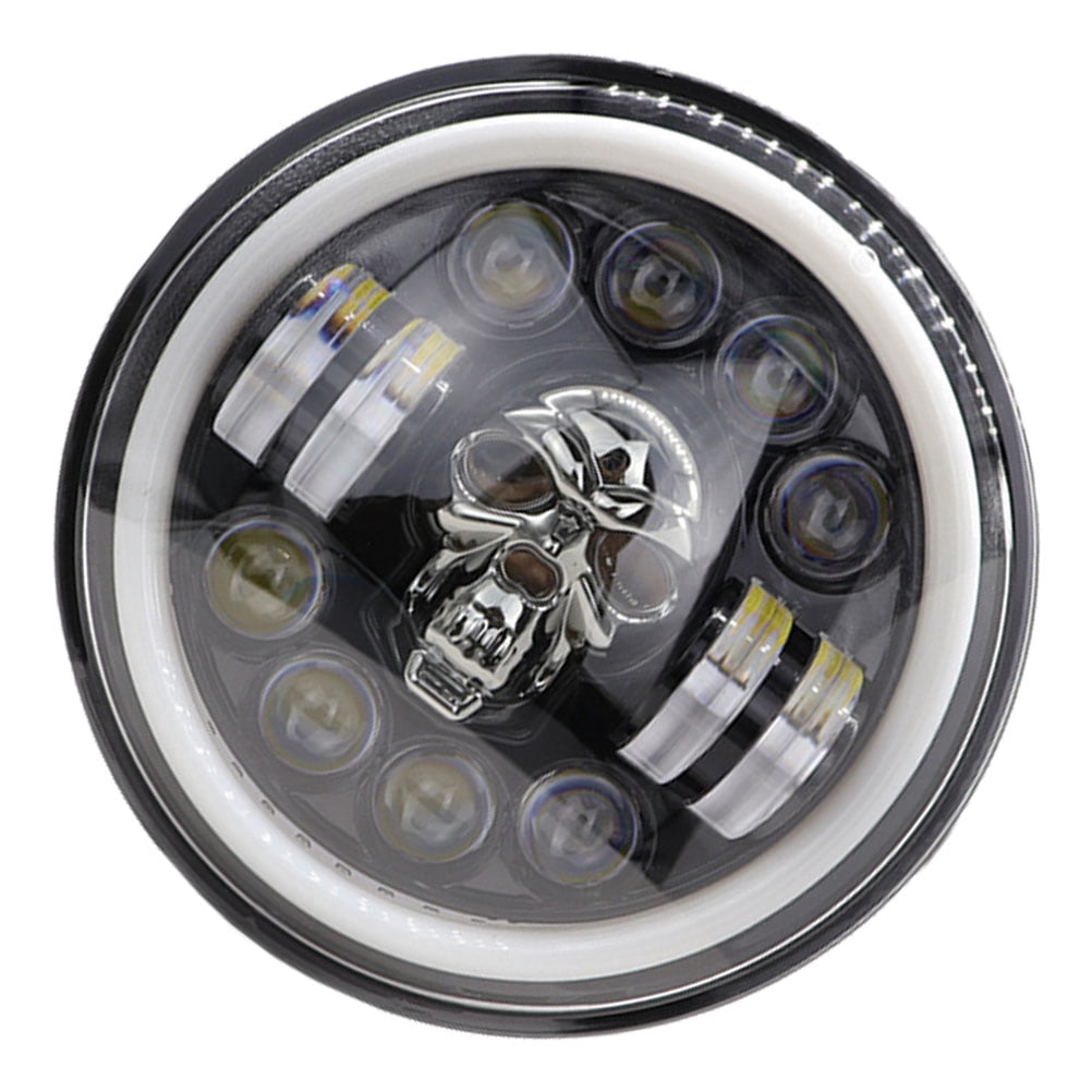 GAXIRE Motorcycle Headlight Skull Shape Black 1Set 6.93X6.93X2.6In ...