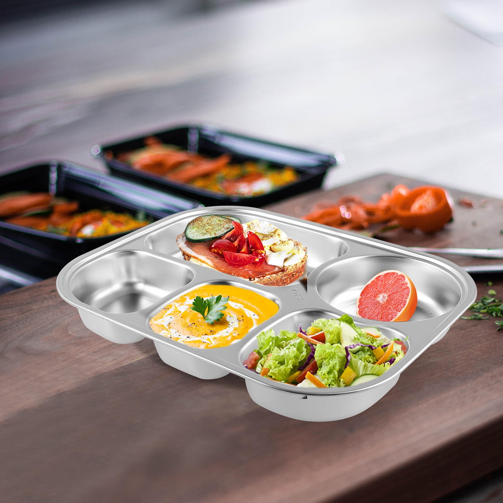 GAXIRE 1Set Food Separator Plate Stainless Steel Material with Divided ...