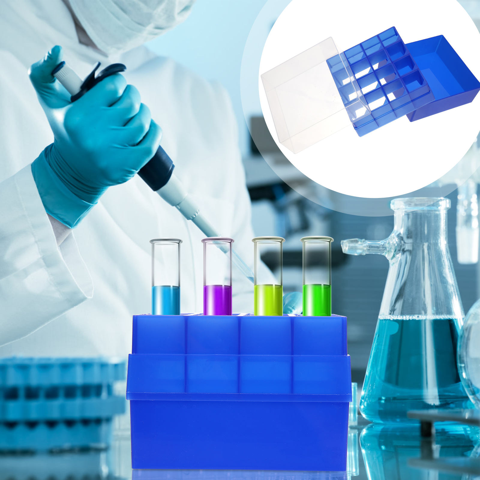 GAXIRE Multifunctional Test Tube Vial Rack Test Tube Holder Blue ...