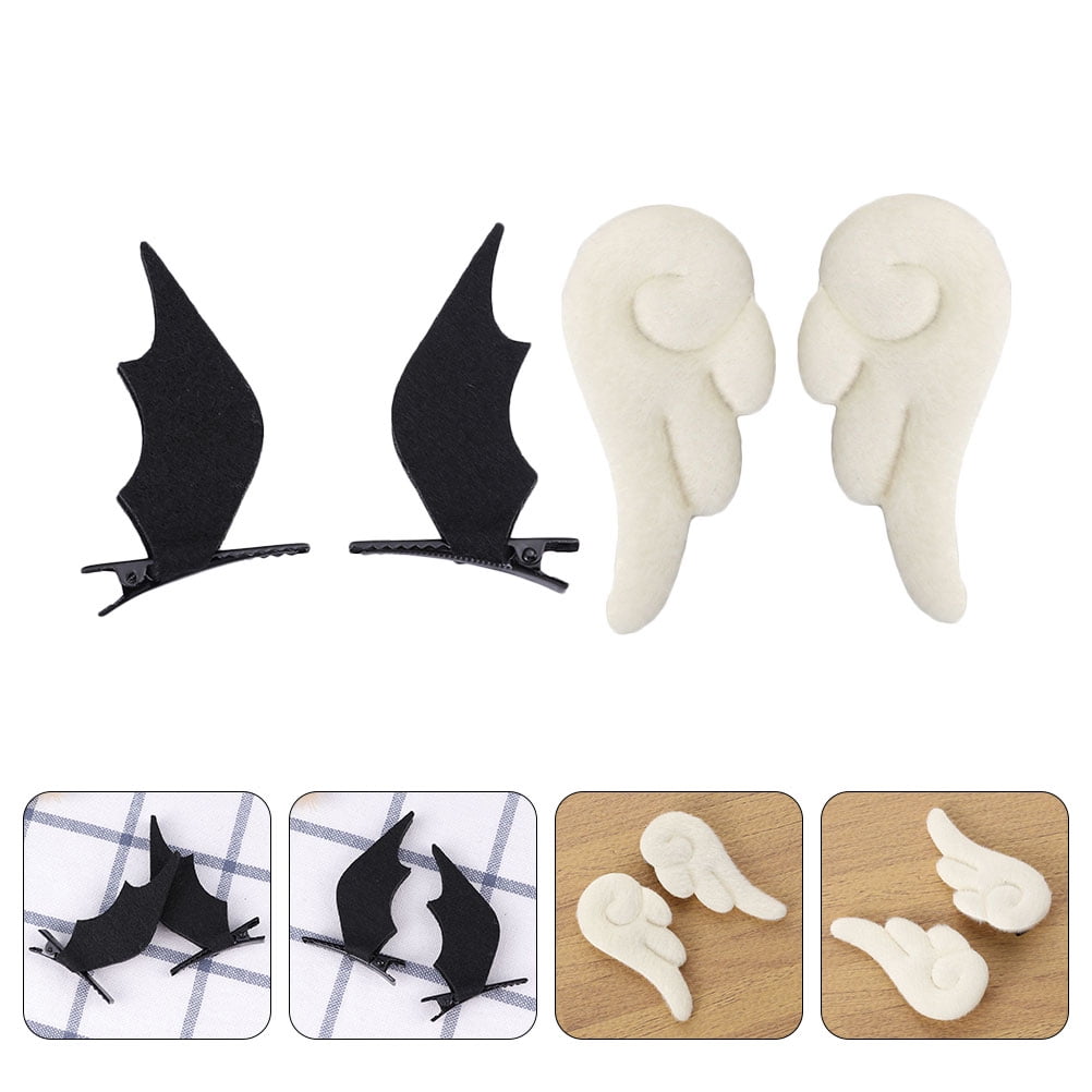 GAXIRE Angel Headpiece Angel Wings Clips 2 Pairs Assorted Color Leather ...