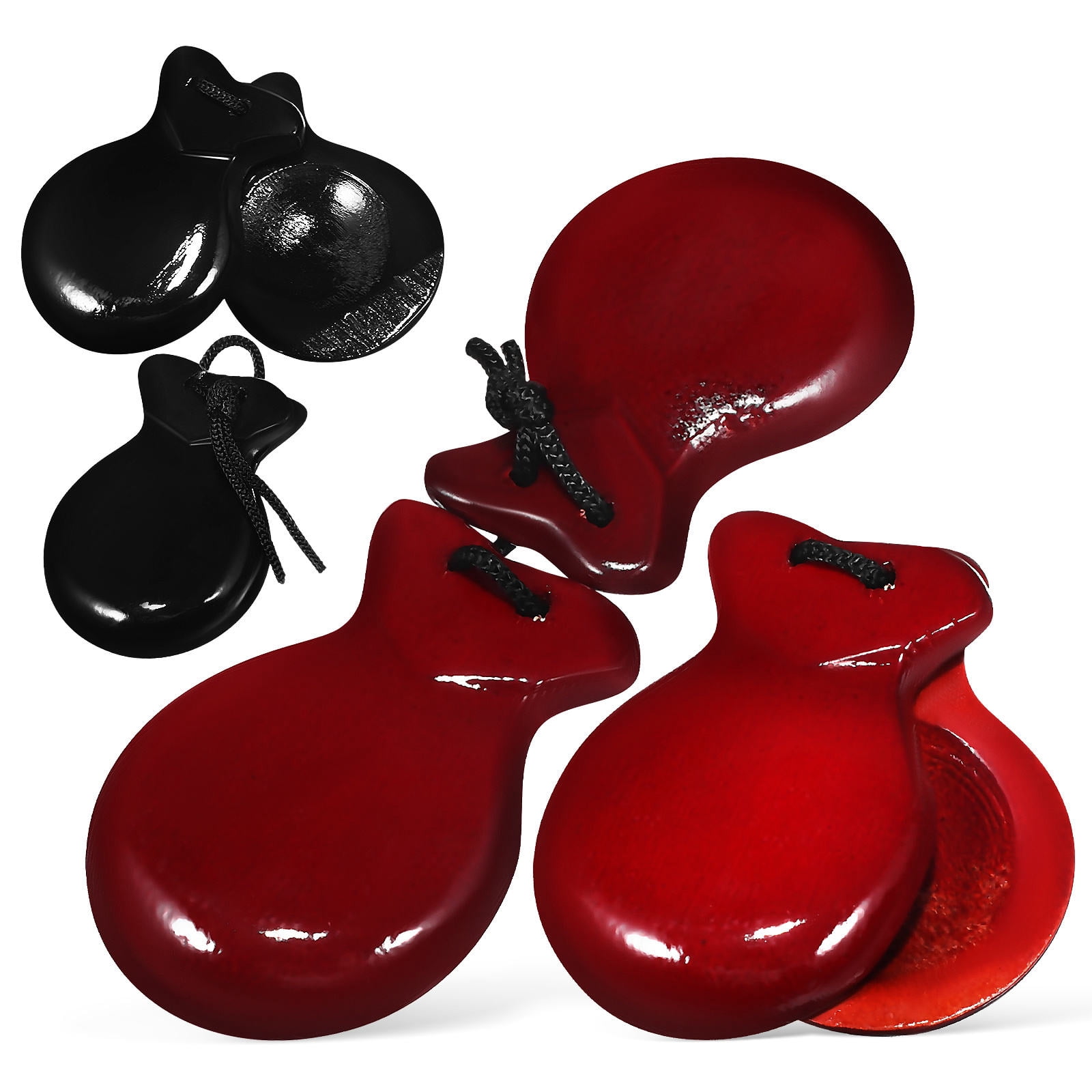 GAXIRE 2 Pairs Wooden Spanish Castanets Handheld Finger Percussion ...