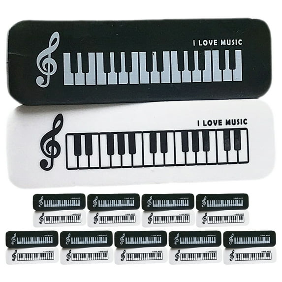 GAXIRE 20 Pcs Music Theme Stationery Eraser Piano Shaped TPR Assorted ...