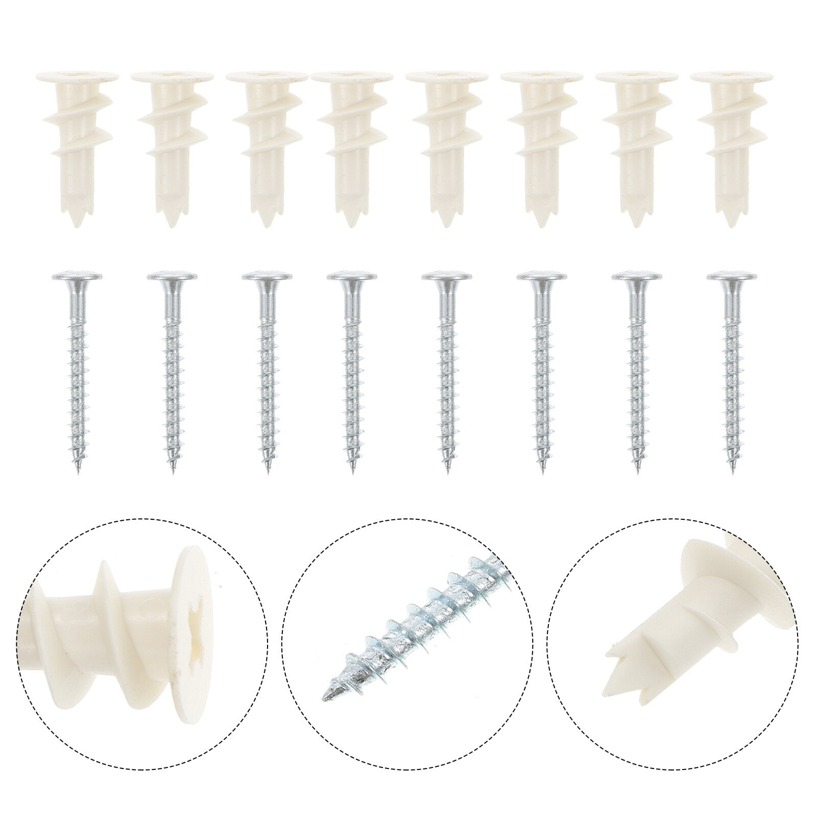 GAXIRE 20 Sets White Plastic Wall Anchors Expansion Tubes for Secure ...