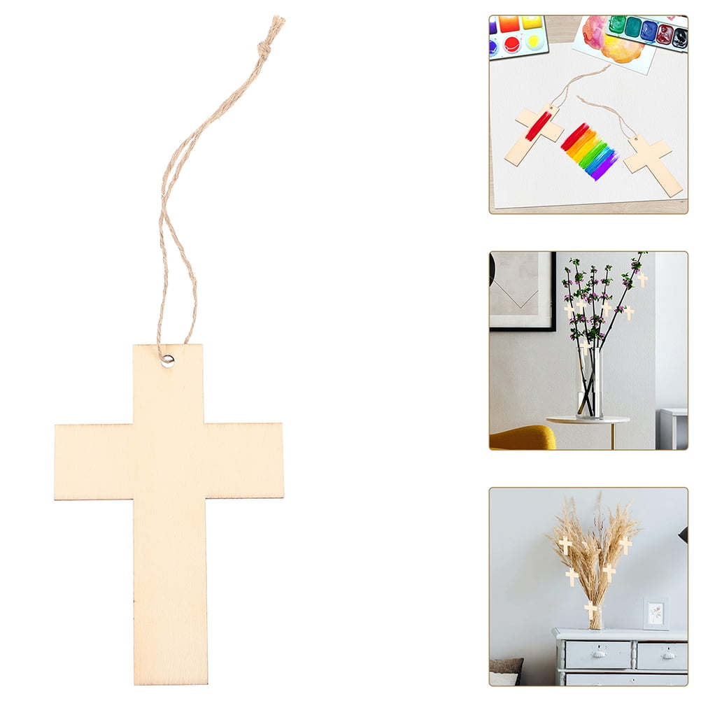 GAXIRE Wooden Cross Pieces Beige 20 Pcs Unfinished Hanging Ornaments ...