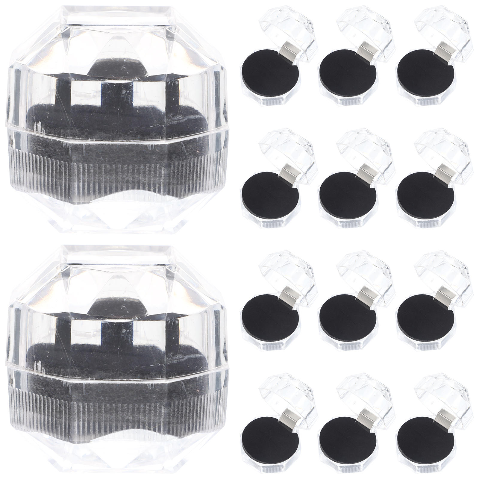 GAXIRE 20Set Elegant Octagonal Ring Cases Black PE Sponge Scratch ...