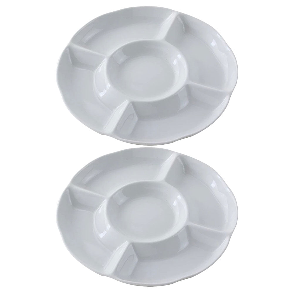GAXIRE 2-Pack White Divided Plates with Multi-Grid Design, Dinnerware ...