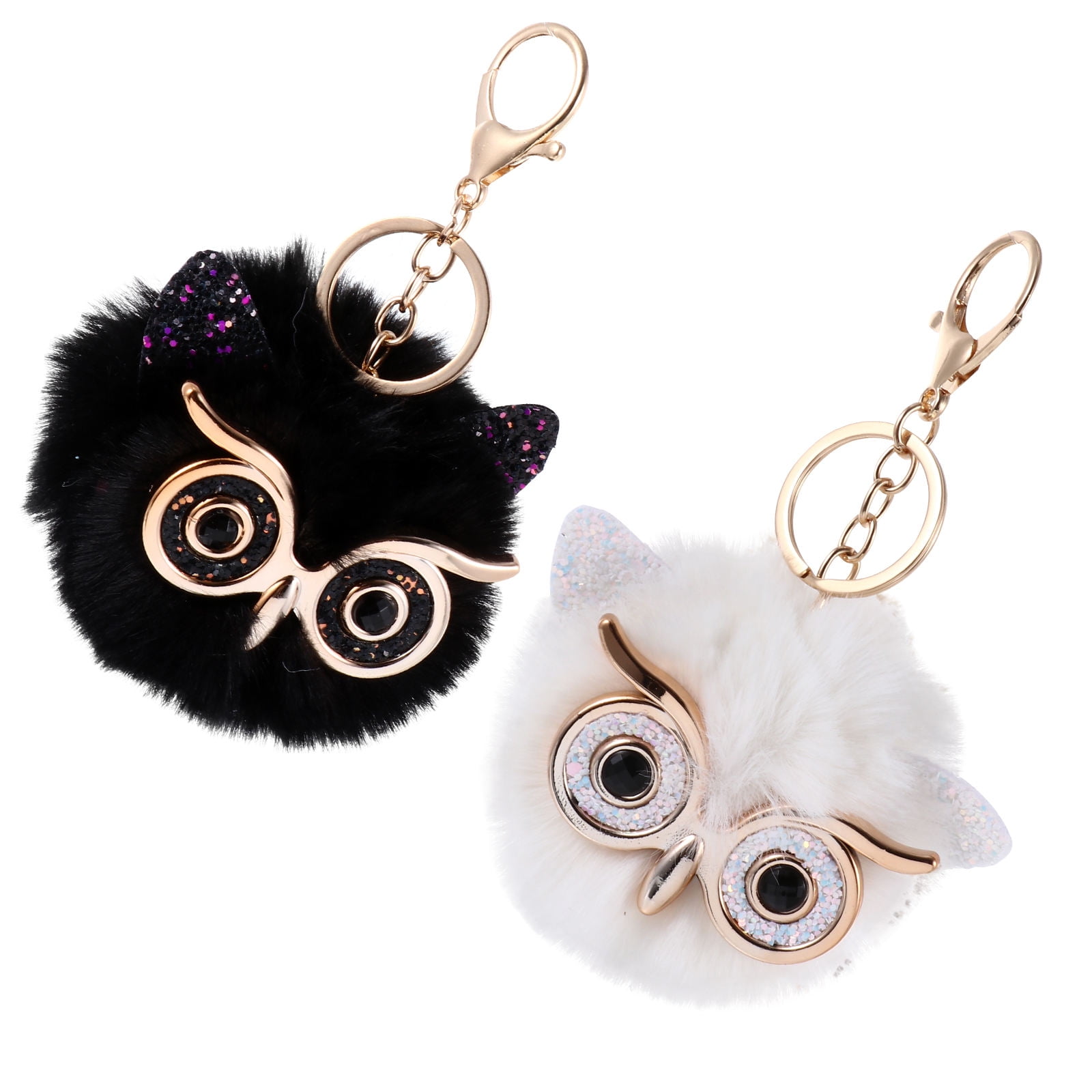 GAXIRE 2Pcs Decorative Keychain Owl Ball Key Chain Wool White Pendant ...