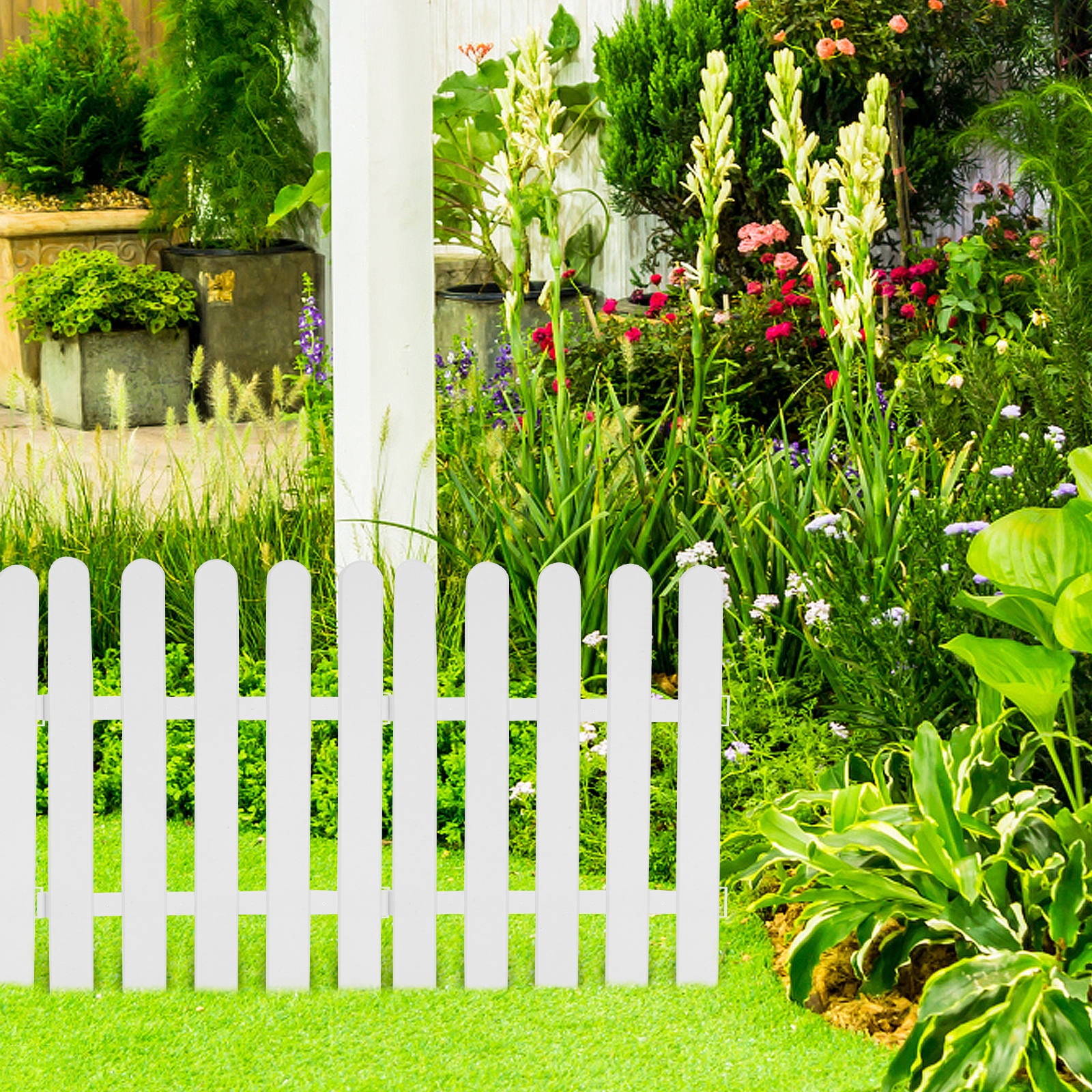 GAXIRE 2Pcs Plastic Landscaping Fence PVC Garden Decor White Pathway ...