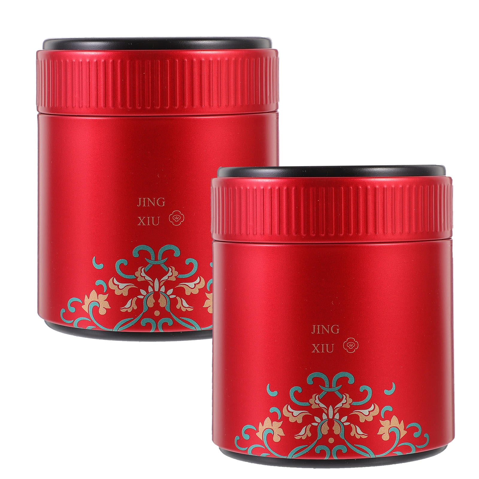 GAXIRE 2Pcs Red Iron Tin Tea Storage Jars with Sealed Design for ...