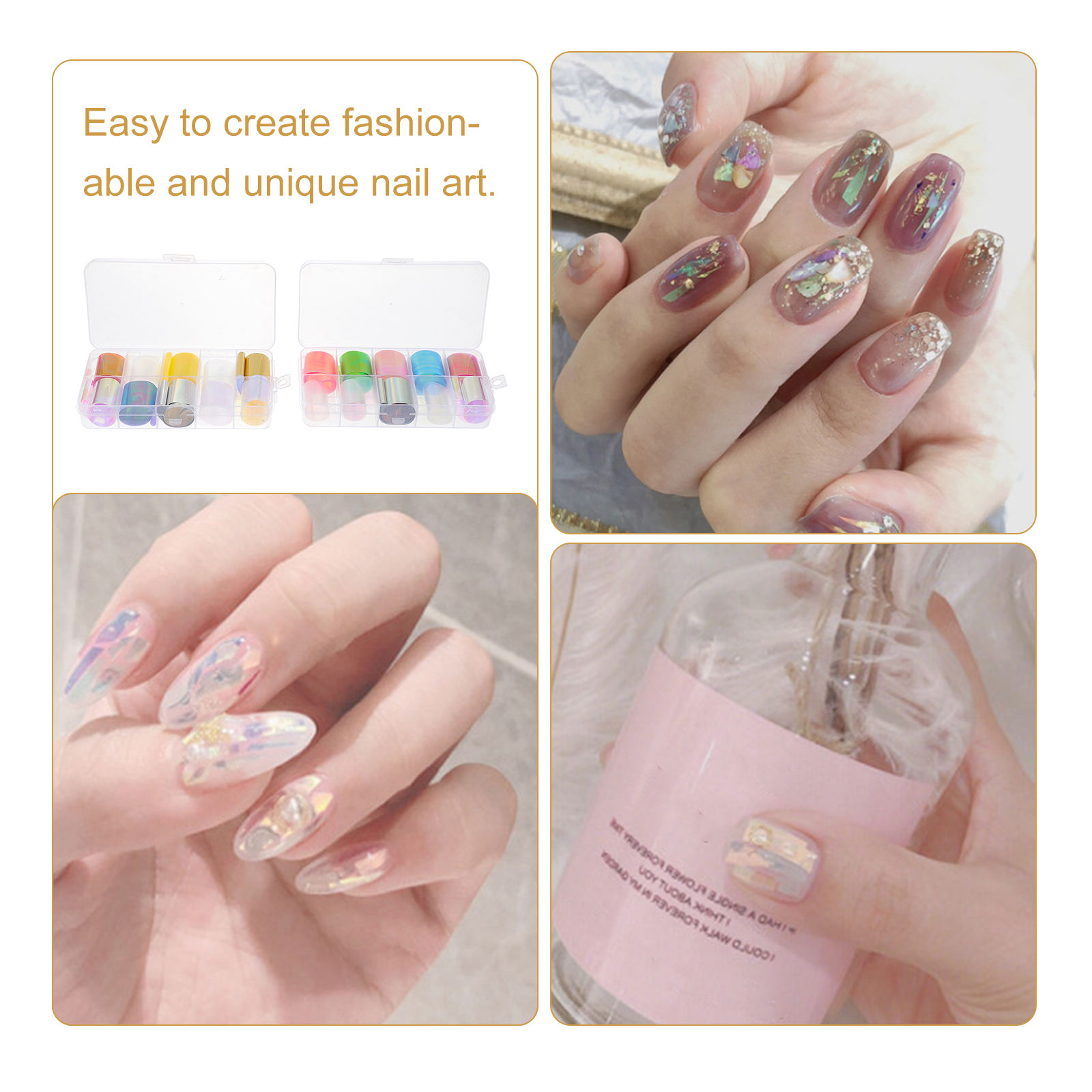 GAXIRE 2Set Decals Assorted Color Cellophane Nail Protection Stickers ...