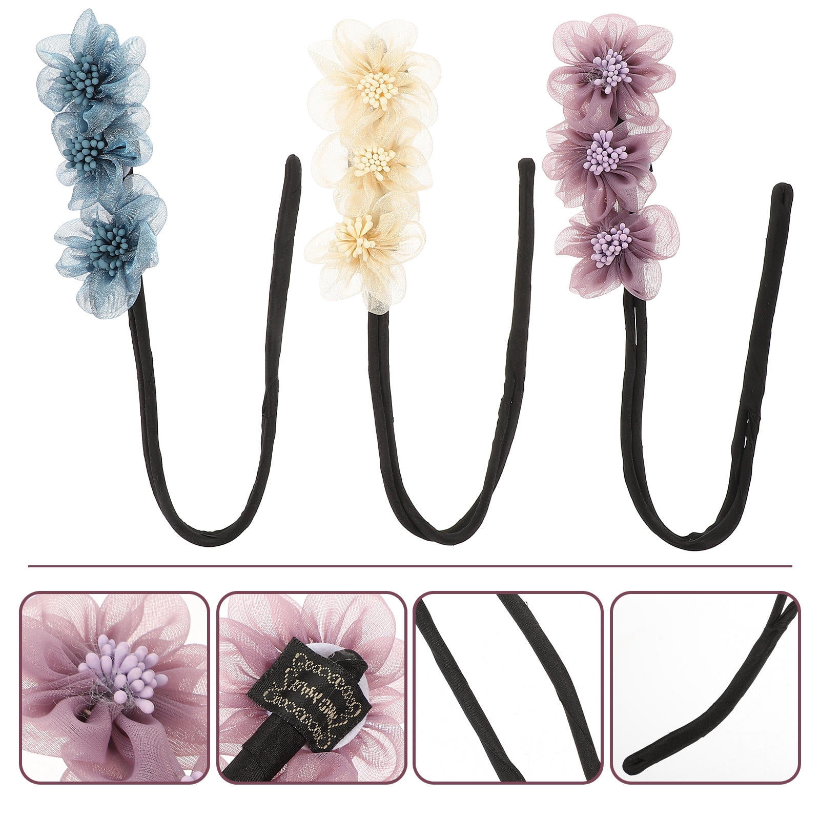 GAXIRE 3Pcs Elegant Bun Maker for Hair with Flower Design for Women ...