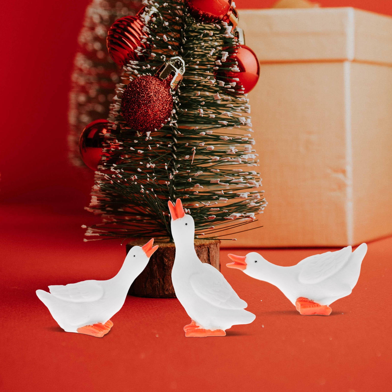 GAXIRE 3-Piece White Goose Figurines Set Decorative Geese Ornaments for ...