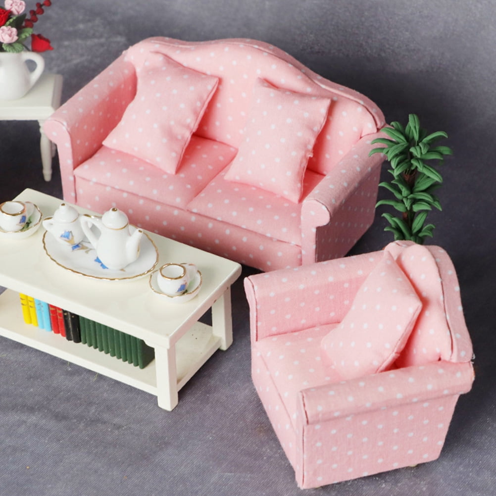 GAXIRE 3Pcs Pink Playhouse Sofa Miniature Furniture for Pupils and ...