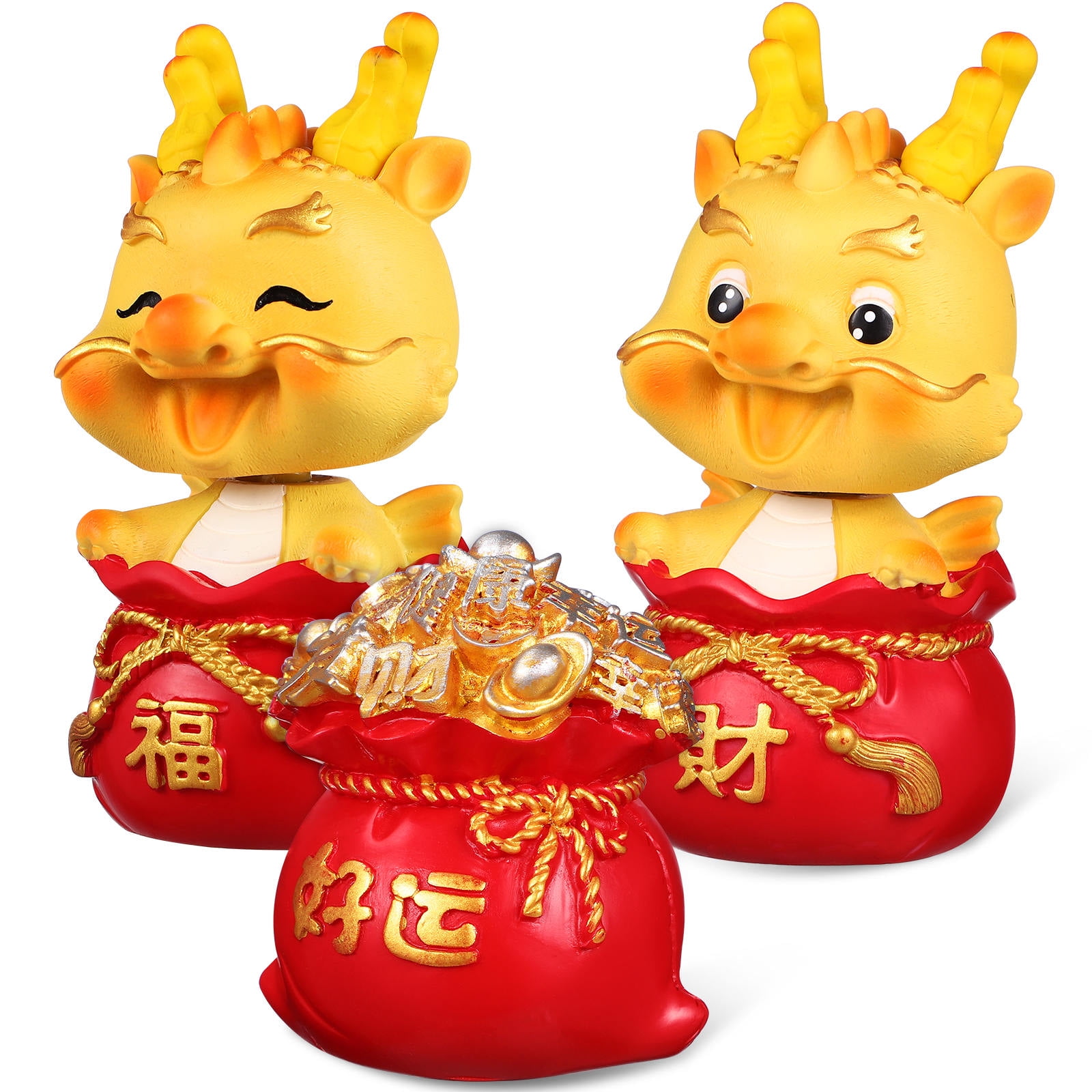 GAXIRE 3Set Miniature Dragon Figurines Bright Colors Wealth Bringing ...