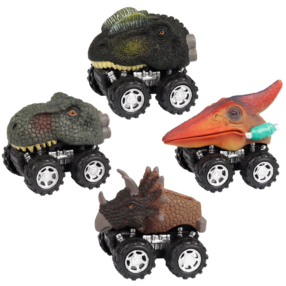 GAXIRE 4Pcs Dinosaur Model Pull Back Car Inertia Toy Daily Life Play ...