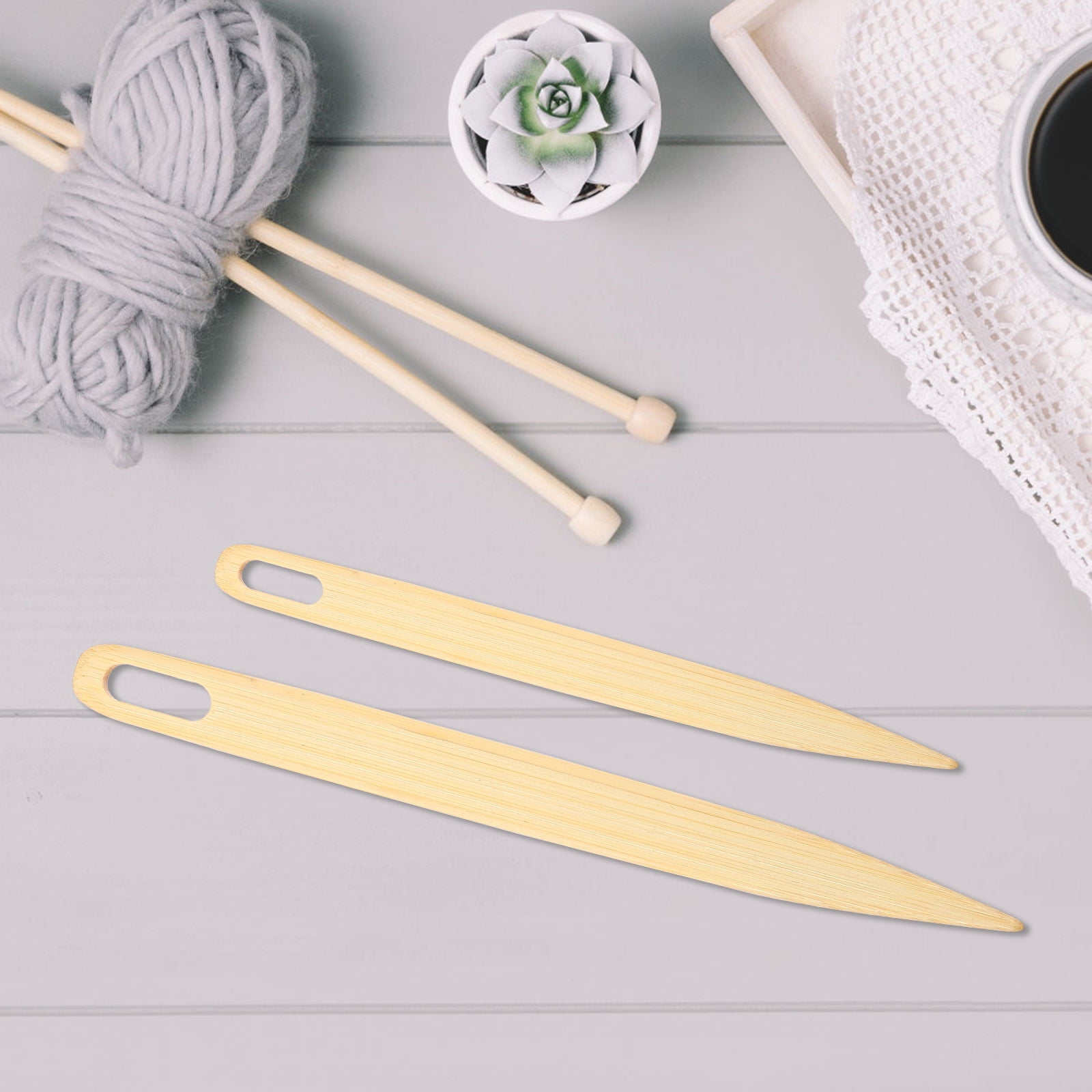 GAXIRE 4Pcs Easy Use Khaki Wooden Knitting Tools for DIY Hats Scarves ...