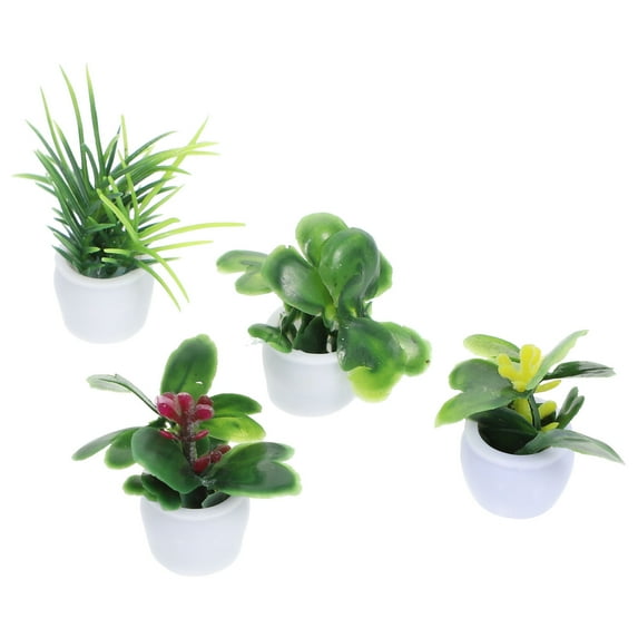 GAXIRE Faux Mini Bonsai Plants 4pcs Miniature House Decor Small ...