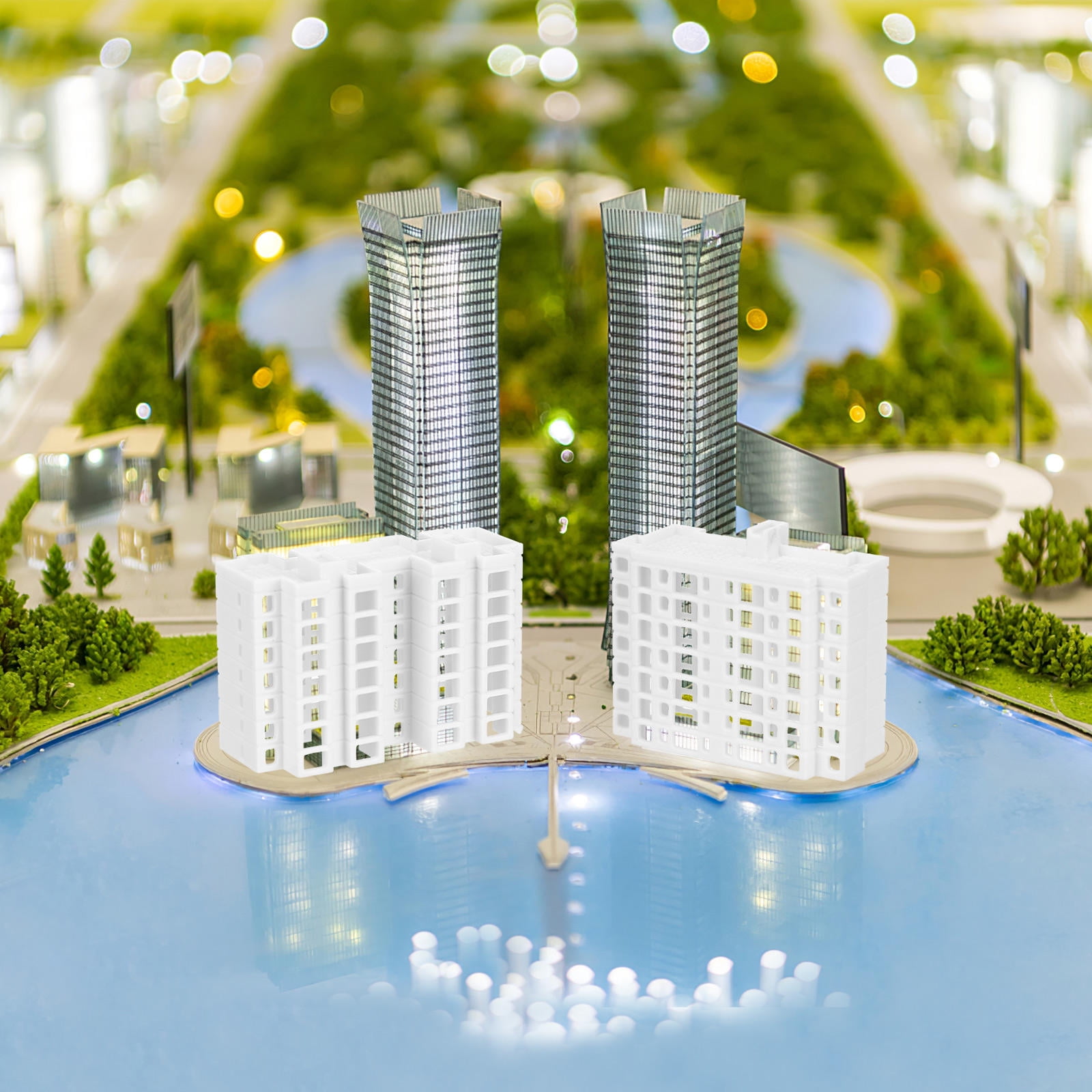 GAXIRE Display Building Models Miniature Apartment Building Model White ...