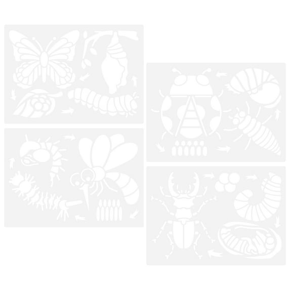 GAXIRE 4Set Kids Drawing Supplies Beige Rectangular Stencil Design For ...