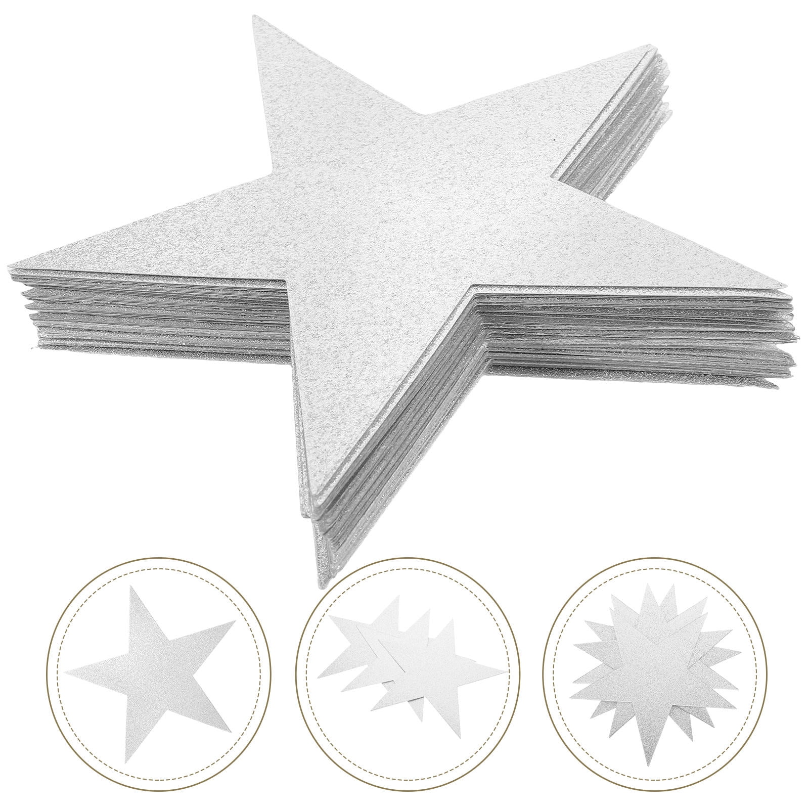 GAXIRE 50 Sheets Star Shape Paper Cutouts Silver Paper for Classroom ...