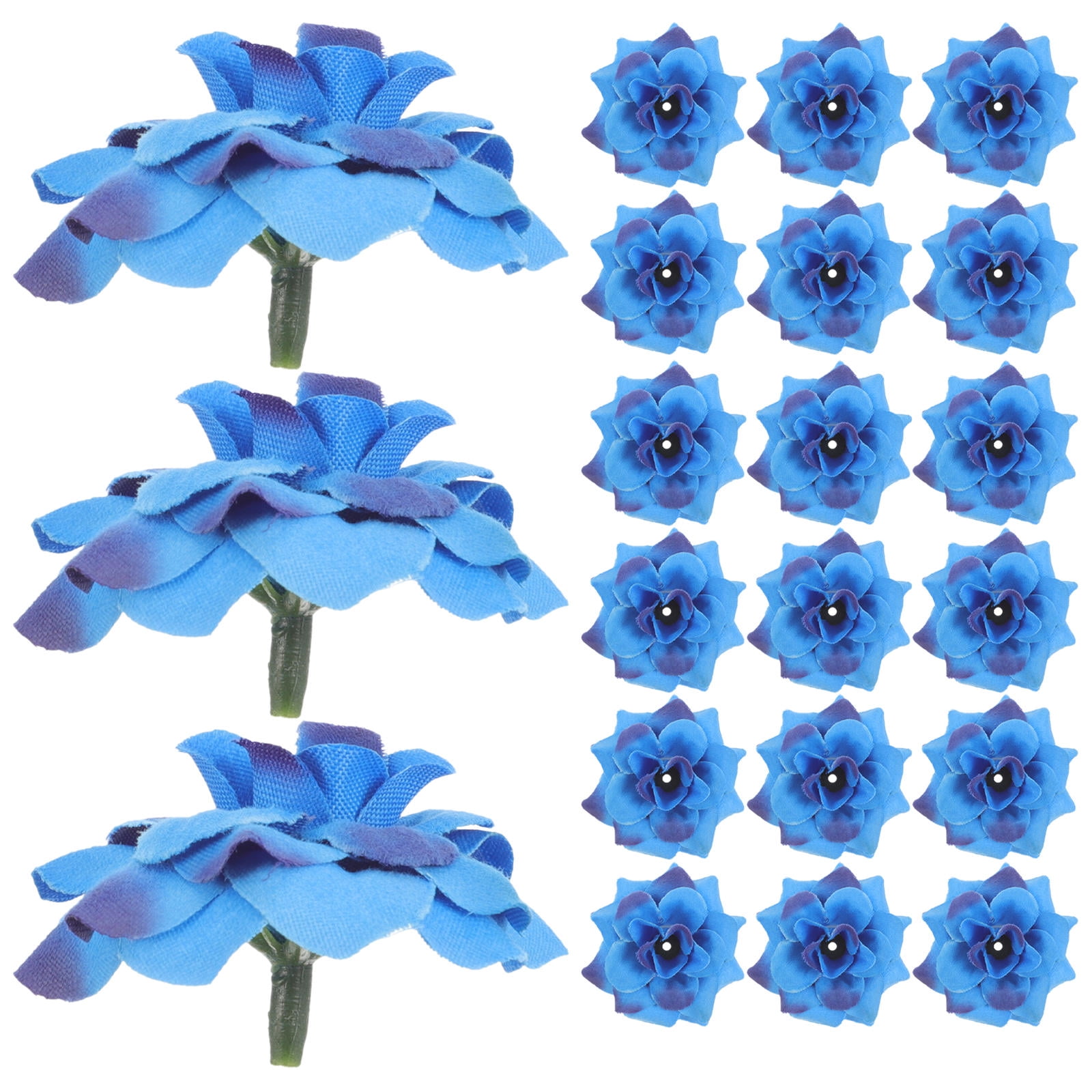 GAXIRE 50Pcs Blue Flower Heads Simulated Rose Model 2Cm Petal Diameter ...