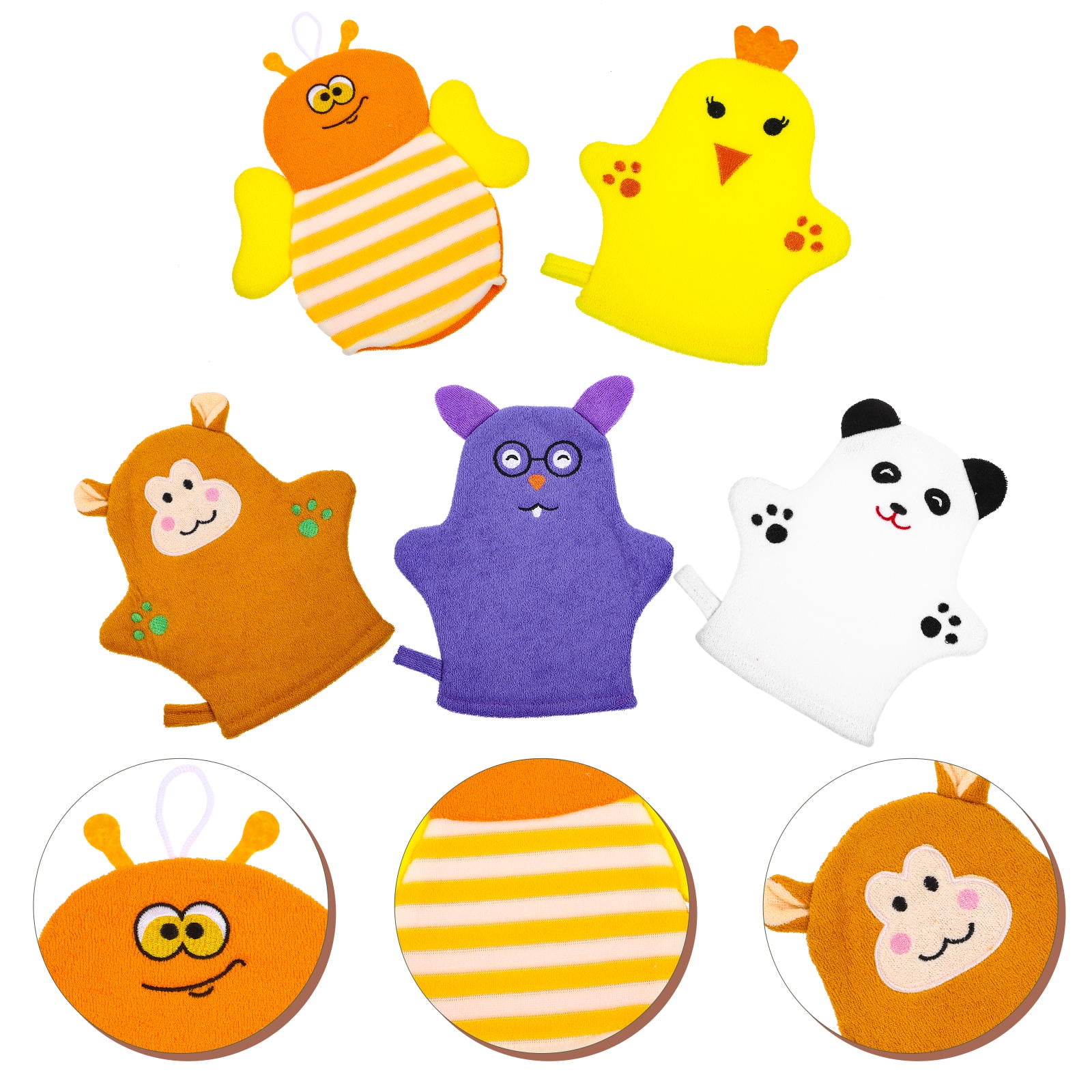 GAXIRE 5Pcs Baby Bath Mitt Glove with Fun Design for Babies and ...