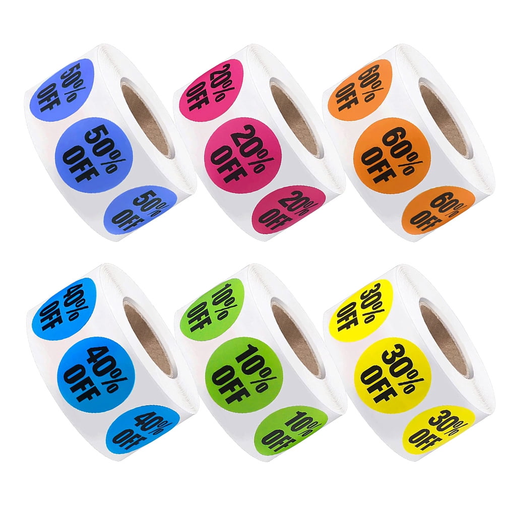 GAXIRE Store Stickers Percent Off Stickers Paper 6 Rolls - Walmart.com