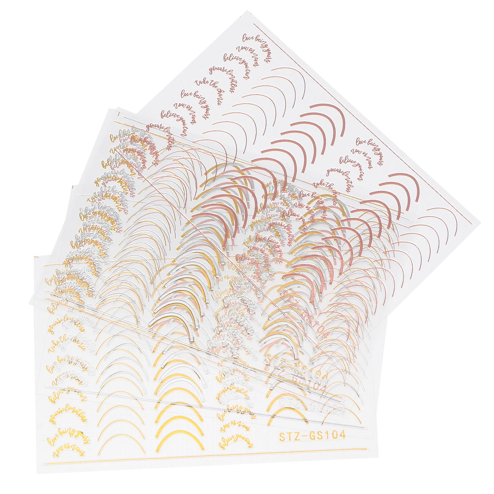 GAXIRE 6 Sheets Silver Paper Nail Decals Self Adhesive Nails Stickers ...