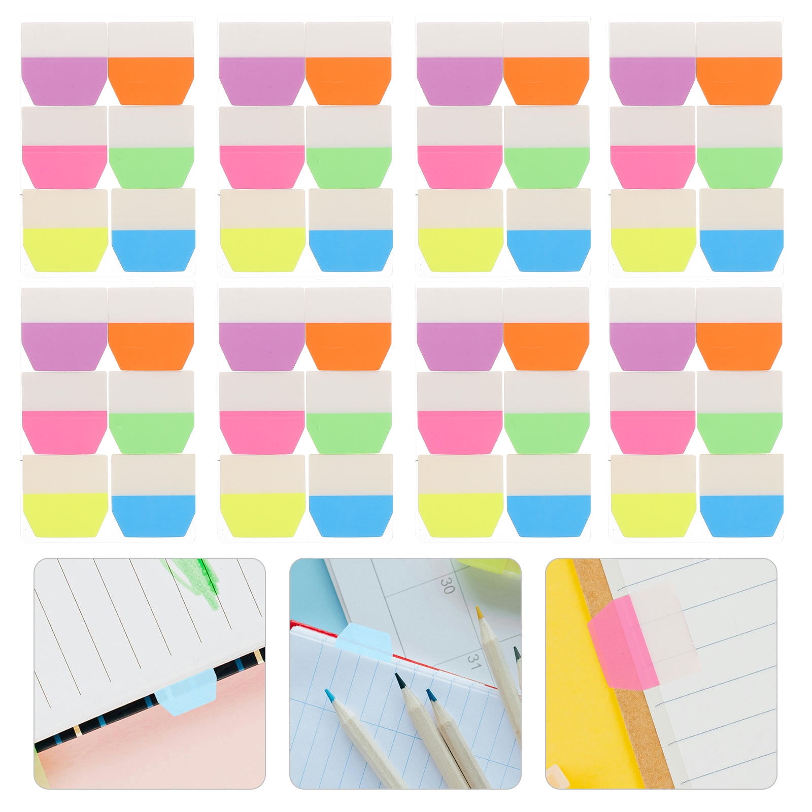 GAXIRE 600Pcs Multi Color Divider Tabs with Transparent Base for Clear ...