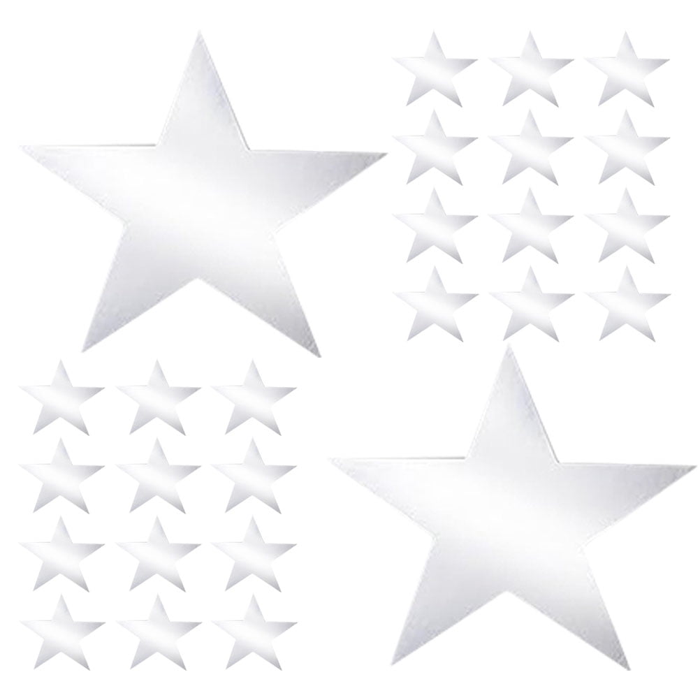 GAXIRE 60Pcs Paper Star Decorations Silver Paper Stars For Party Scene ...