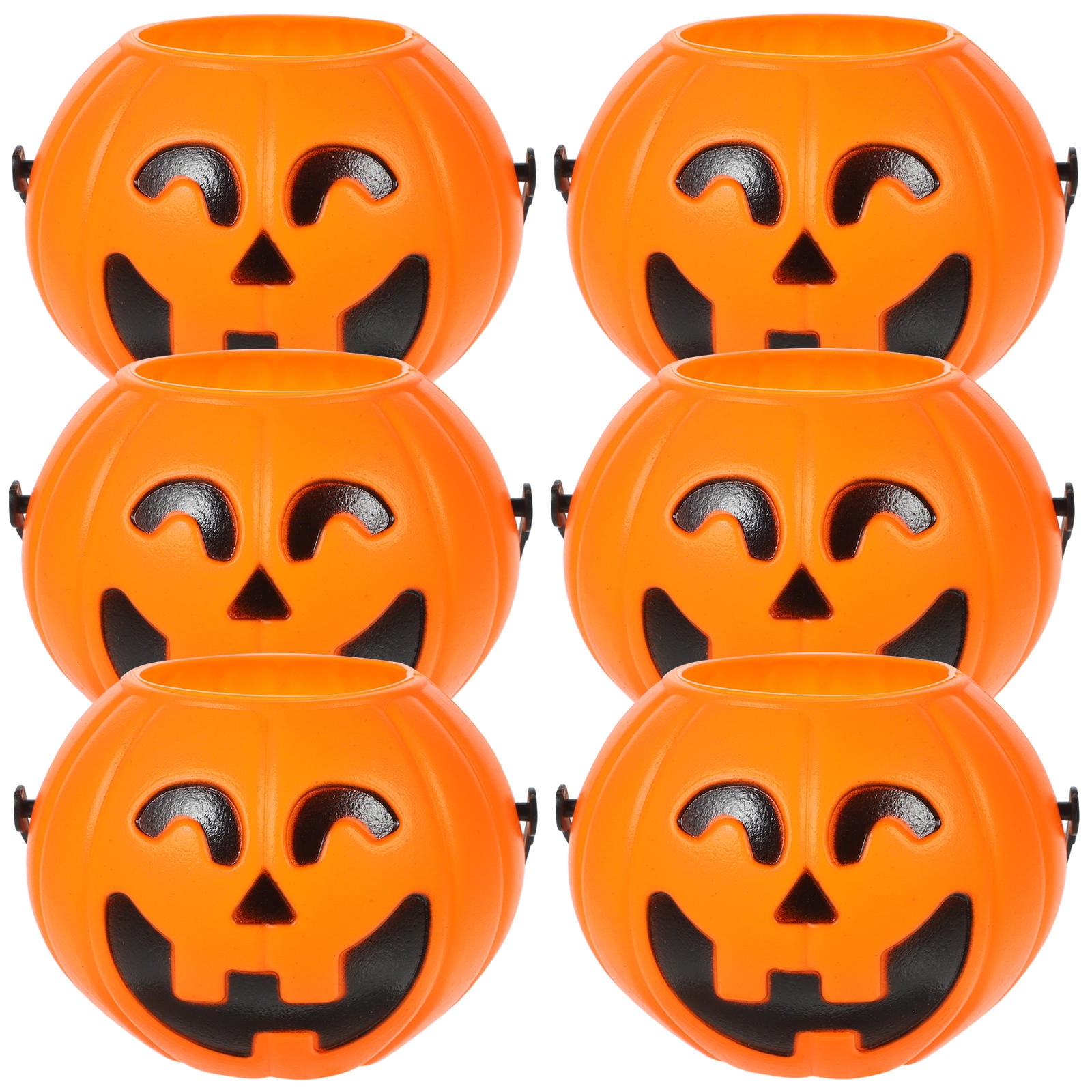 GAXIRE 6Pack Bulk Buckets in Pumpkin Shape Orange Plastic for Event ...