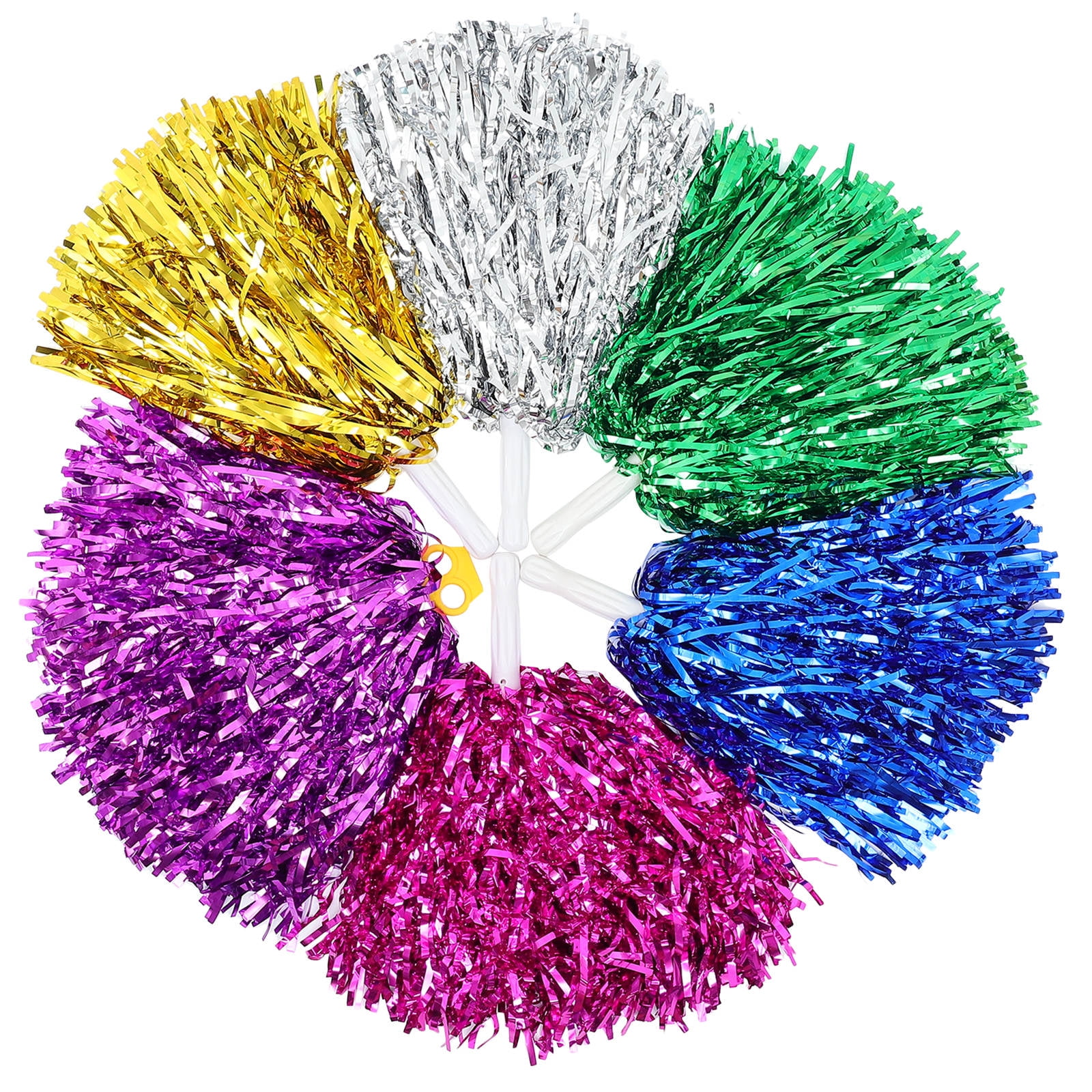GAXIRE 6-Pack Cheerleading Pom Poms with Aluminum Foil Strips, Assorted ...