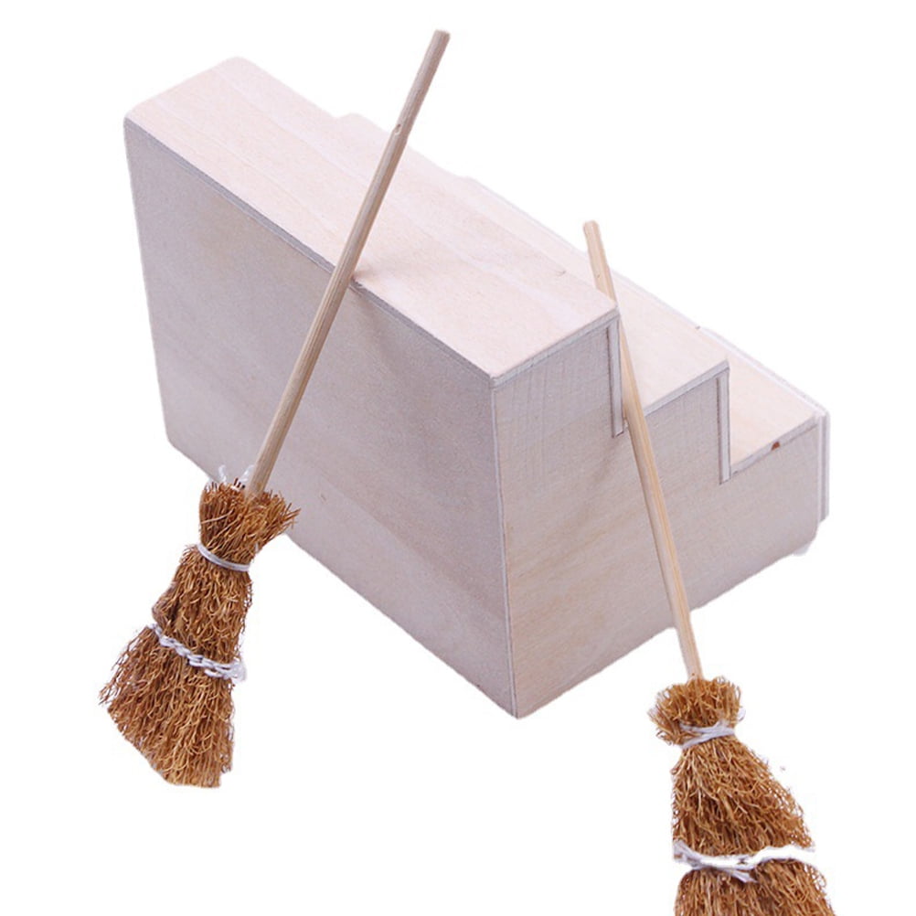 GAXIRE 6Pcs Mini Brooms for Mini House Decoration Light Brown 14X3X1Cm ...