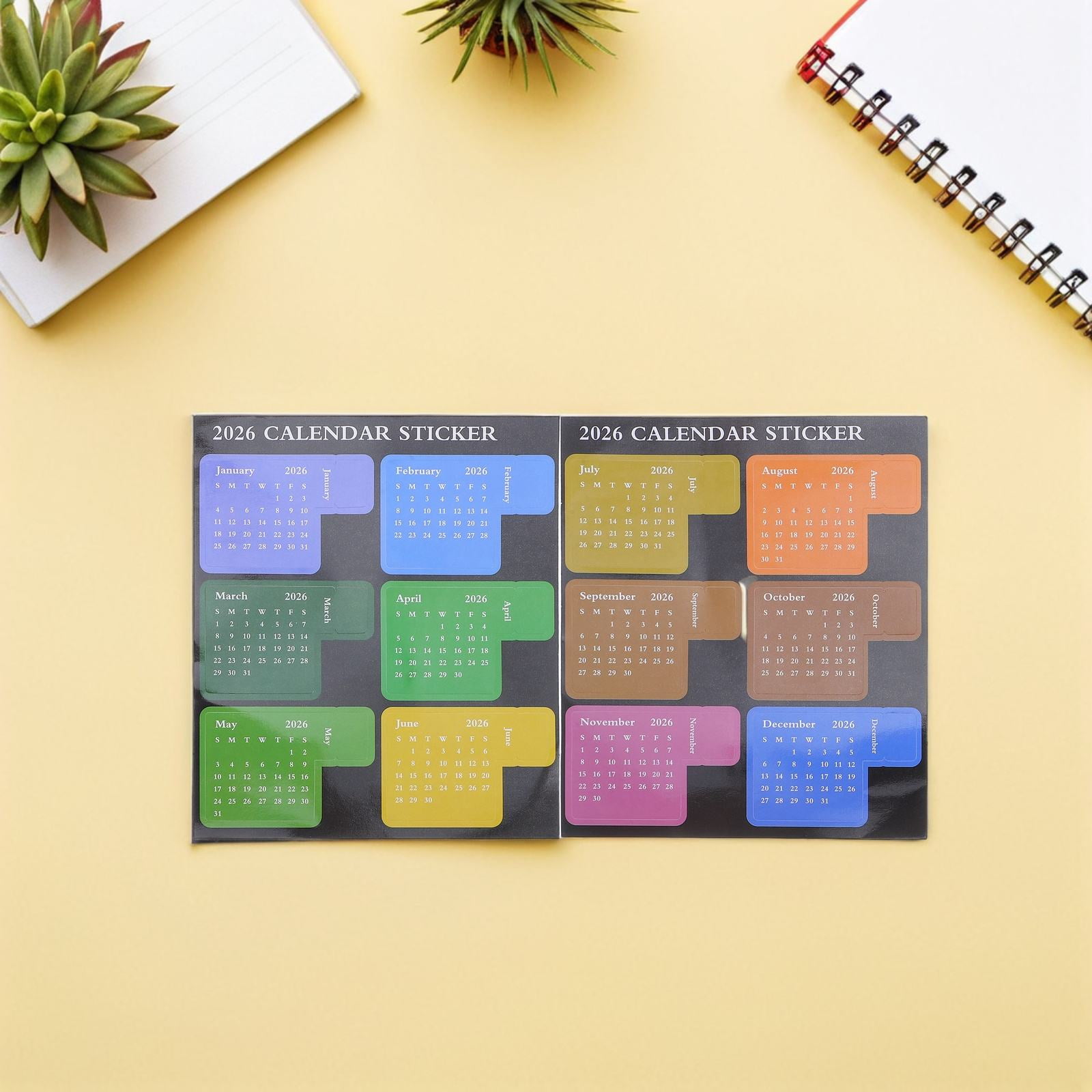 GAXIRE 6Pcs Monthly Schedule Sticker Tabs 2026 Calendar Decals for ...