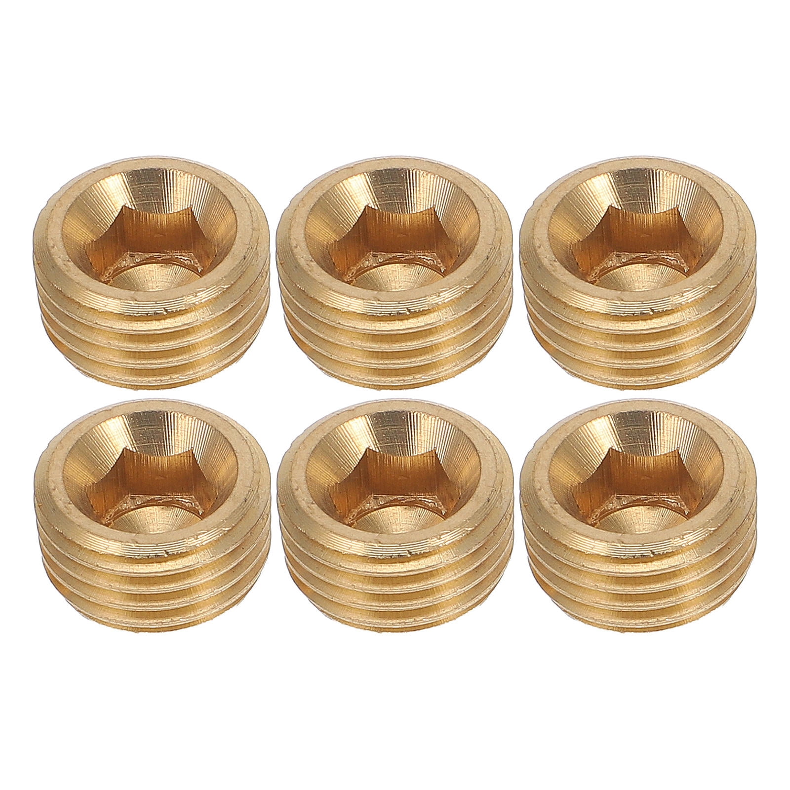GAXIRE 6Pcs Copper NPT Plug Fittings, Golden Pneumatic Pipeline ...