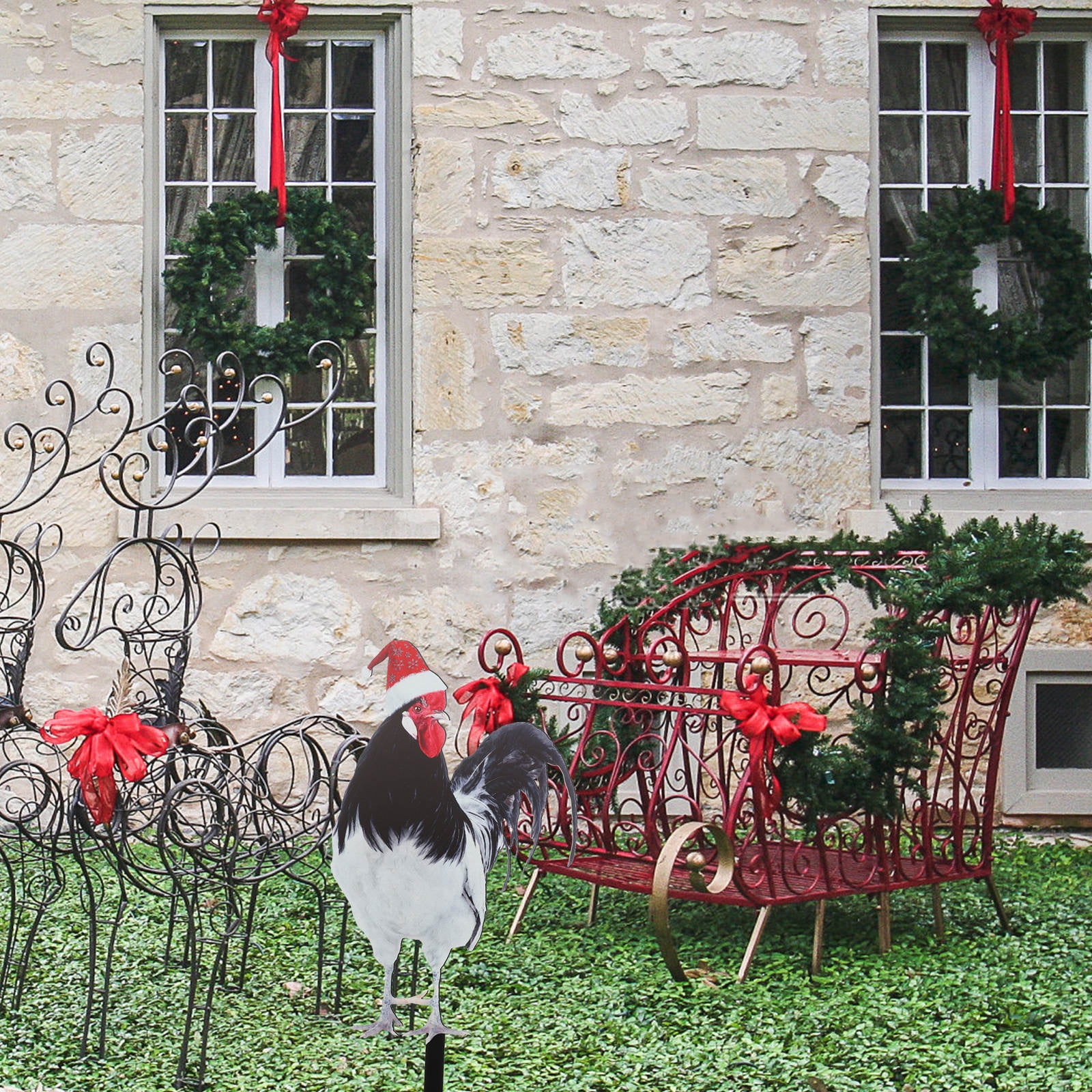 GAXIRE 6Set Realistic Appearance Double-sided Chicken Decor Garden ...